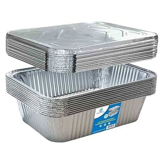 Aluminum Disposable Pans with Lids 100 Pack - 8.5x6x2.5 Inch - 5lb ...