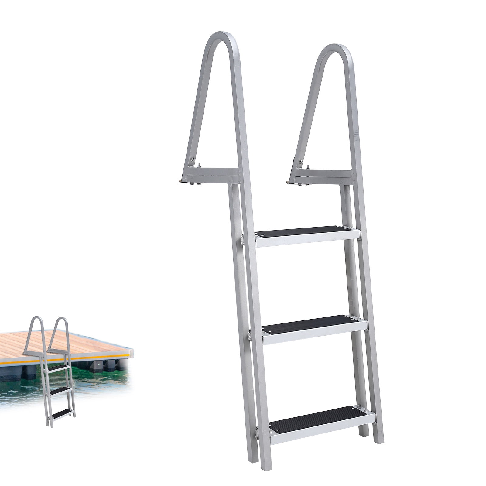 Elvaesther Aluminum Dock Ladder, 3 Steps, 350lbs Capacity, Nonslip ...