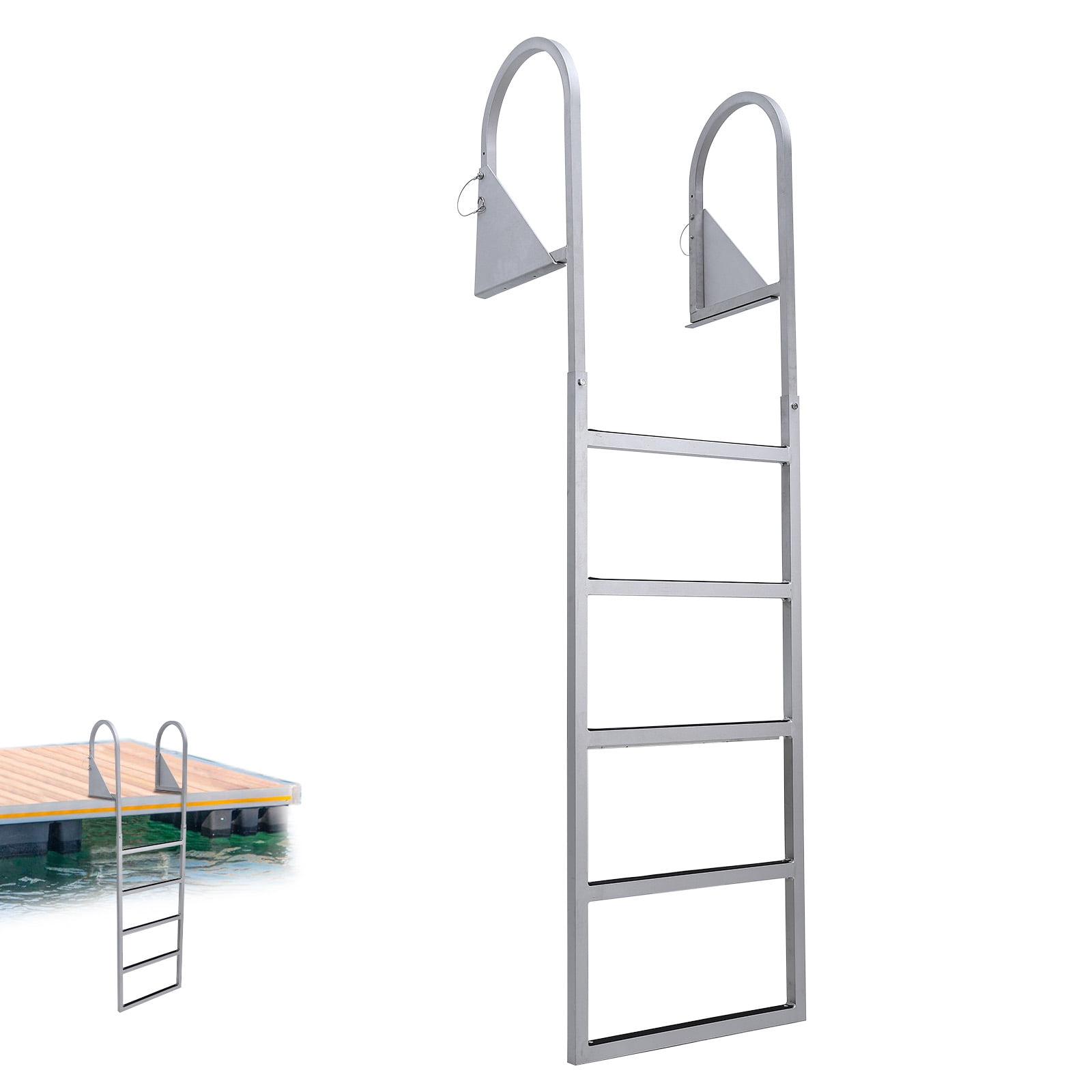 Aluminum Dock Ladder 5 Steps, Removable Boat Ladder 350lbs Load ...