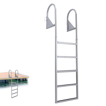 BENTISM 4-Step Adjustable Dock Ladder, Aluminum, 30-38in Height, Dual ...