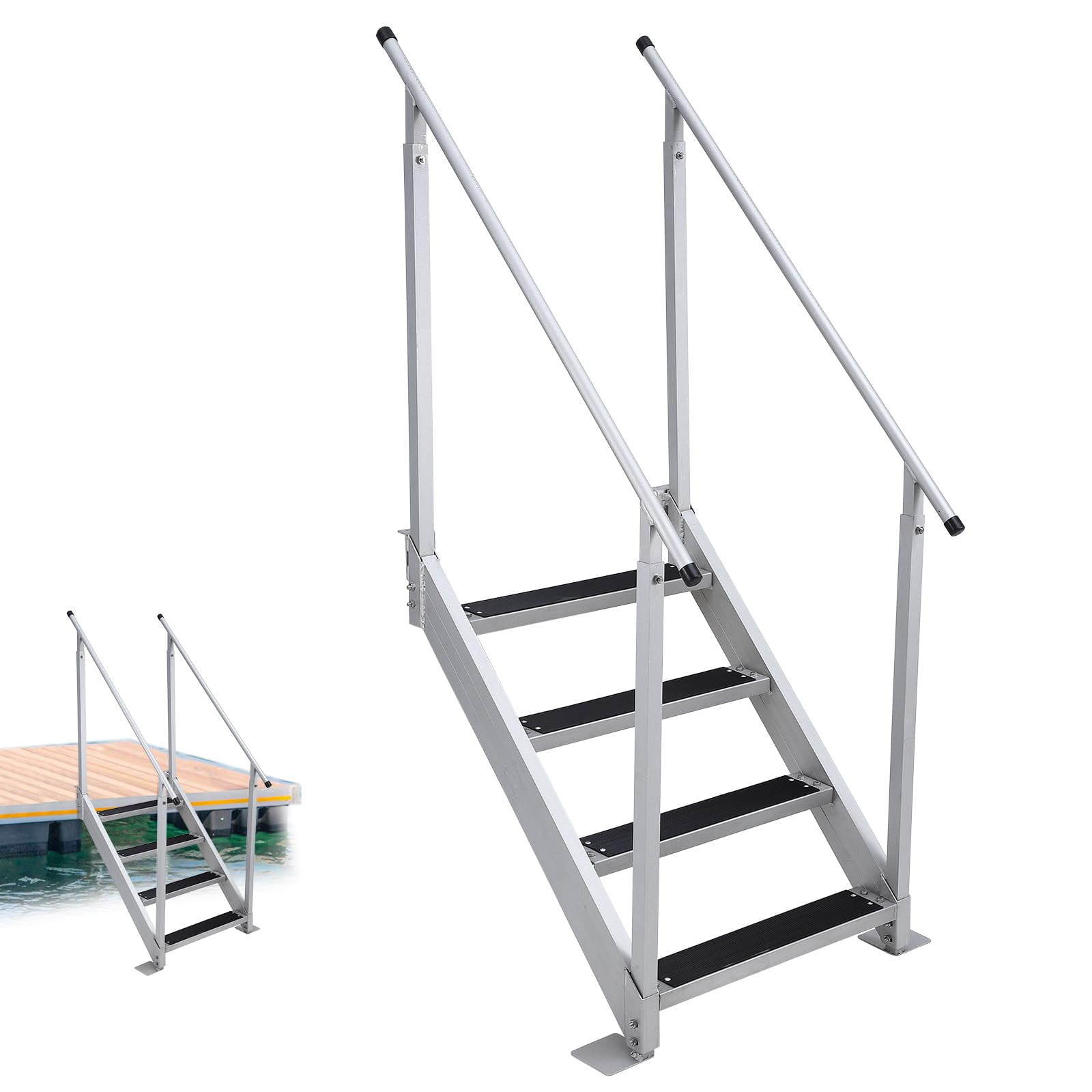 Aluminum Dock Ladder, Removable Boat Ladder 350lbs Load Capacity ...