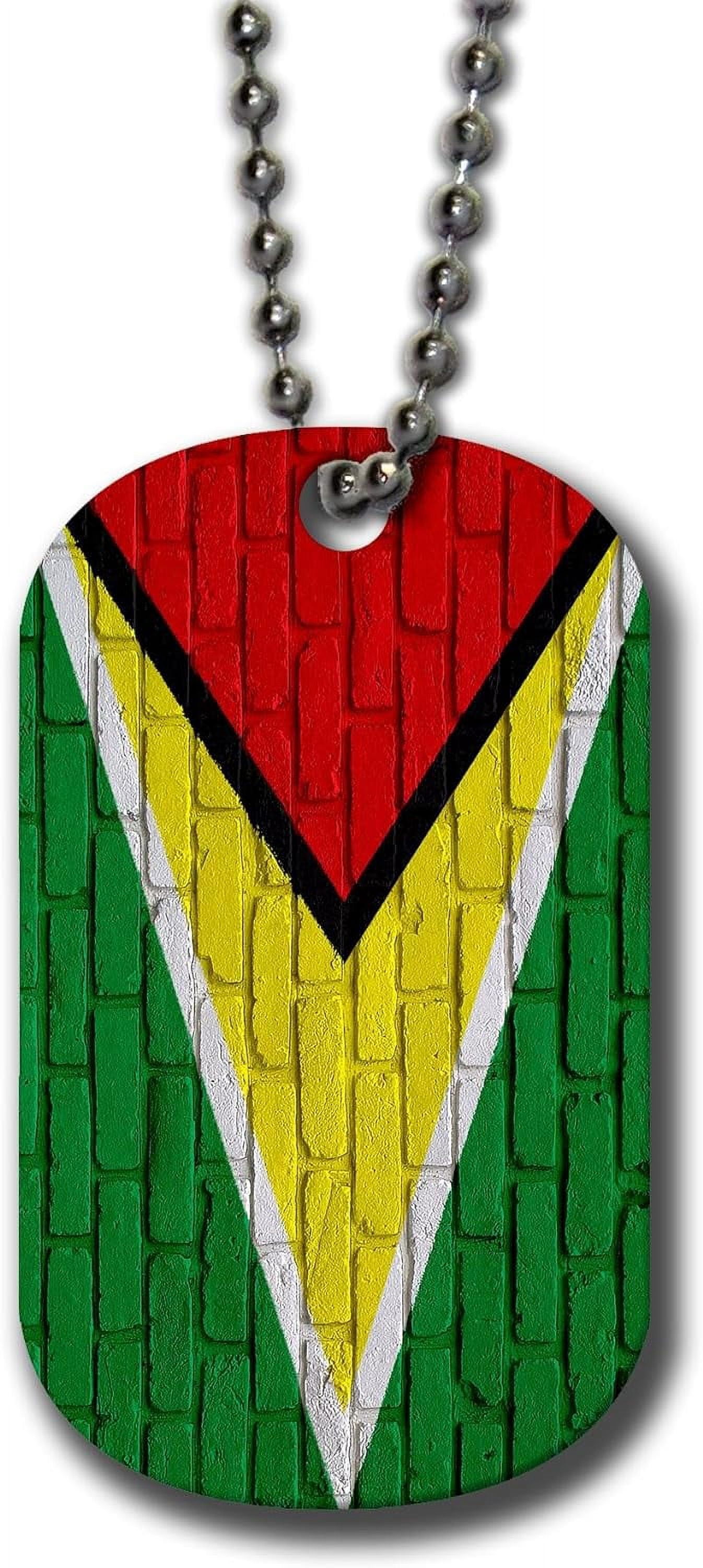 Aluminum Dog Necklace and Key Ring - Flag of Guyana (Guyanese) - Bricks ...