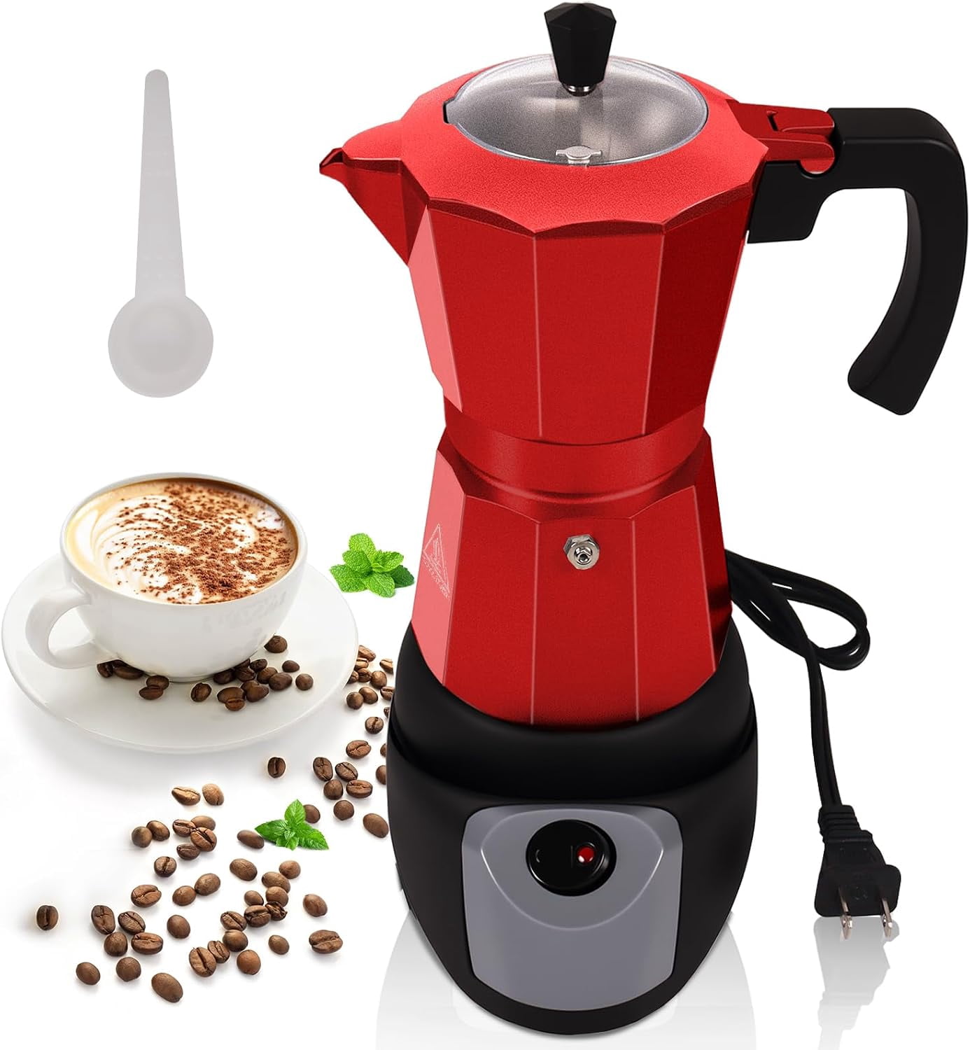Aluminum Electric Moka Pot 3-6 Cup 270ml Express Coffee Maker Stovetop ...