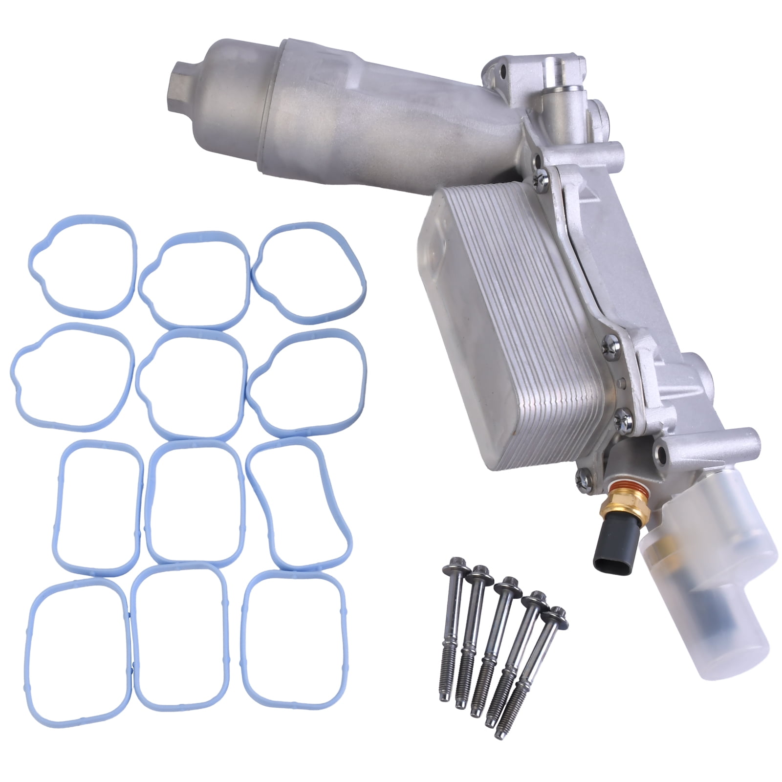 Aluminum Engine Oil Filter Housing with Oil Cooler and Gaskets Kit ...