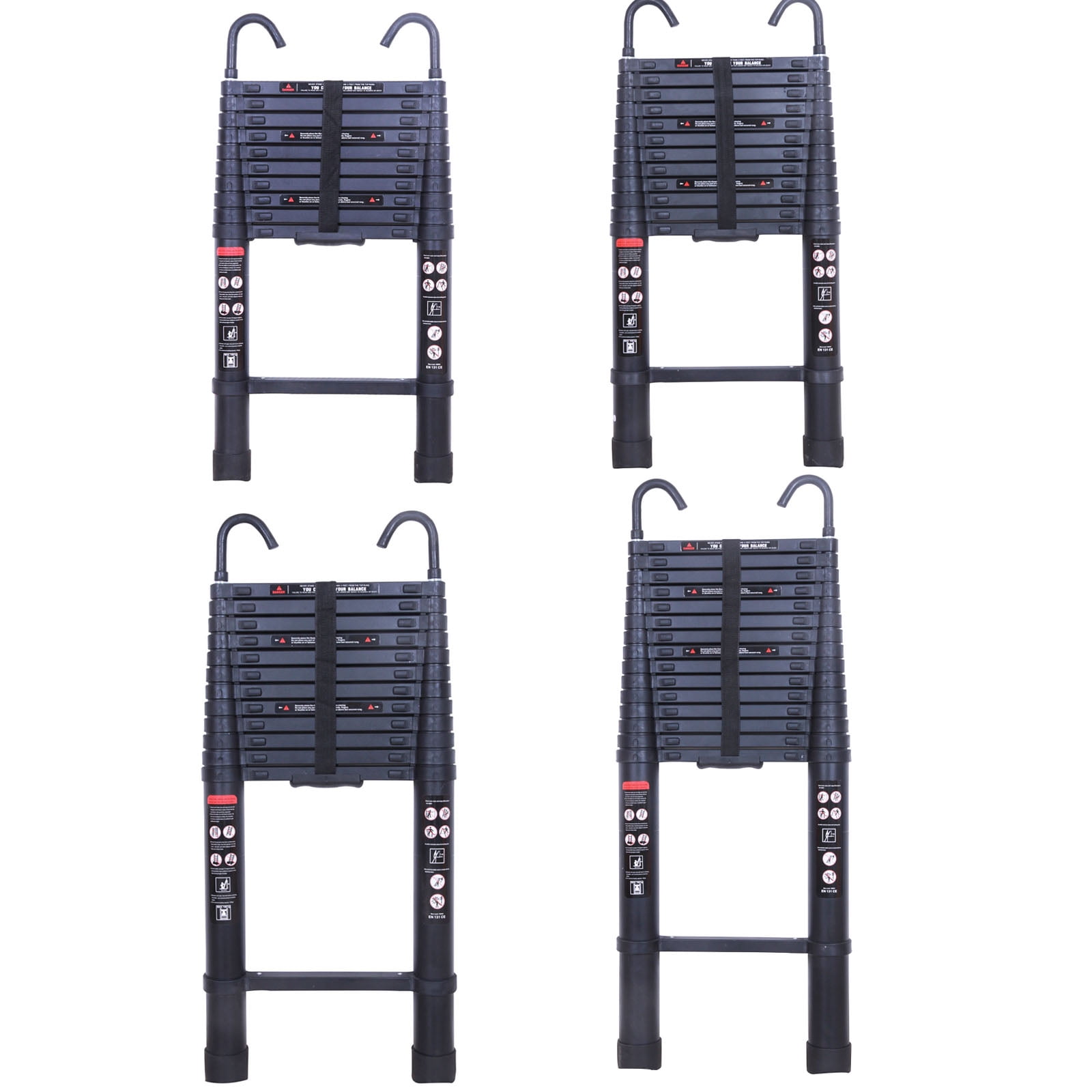 Aluminum Extension Ladder 12.5ft Telescoping Ladder with Detachable ...