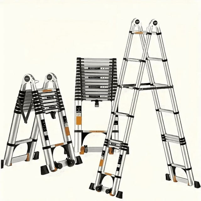 Aluminum Extension Ladder with Stabilizer Bar, 16.5ft Compact ...
