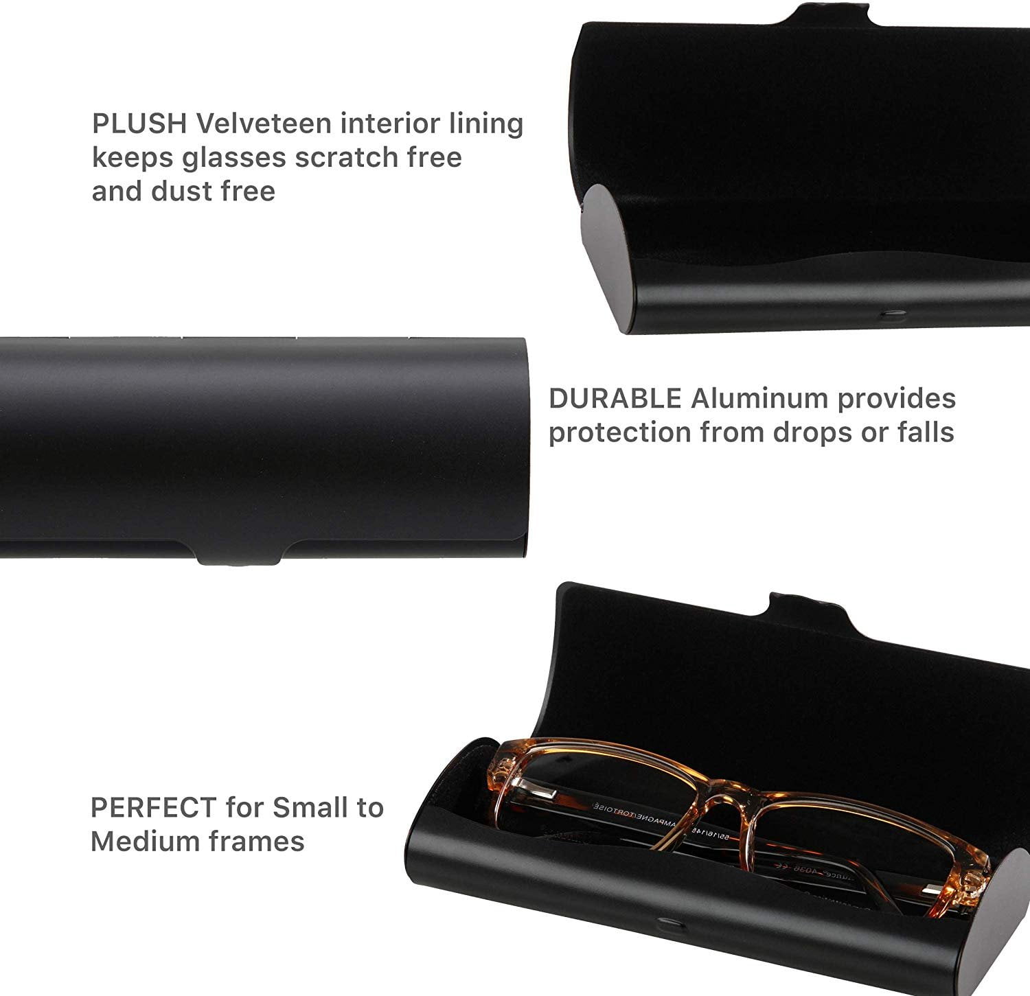 Aluminum Eyeglass Case, Lens Cleaner and Cleaning Cloth for Small ...