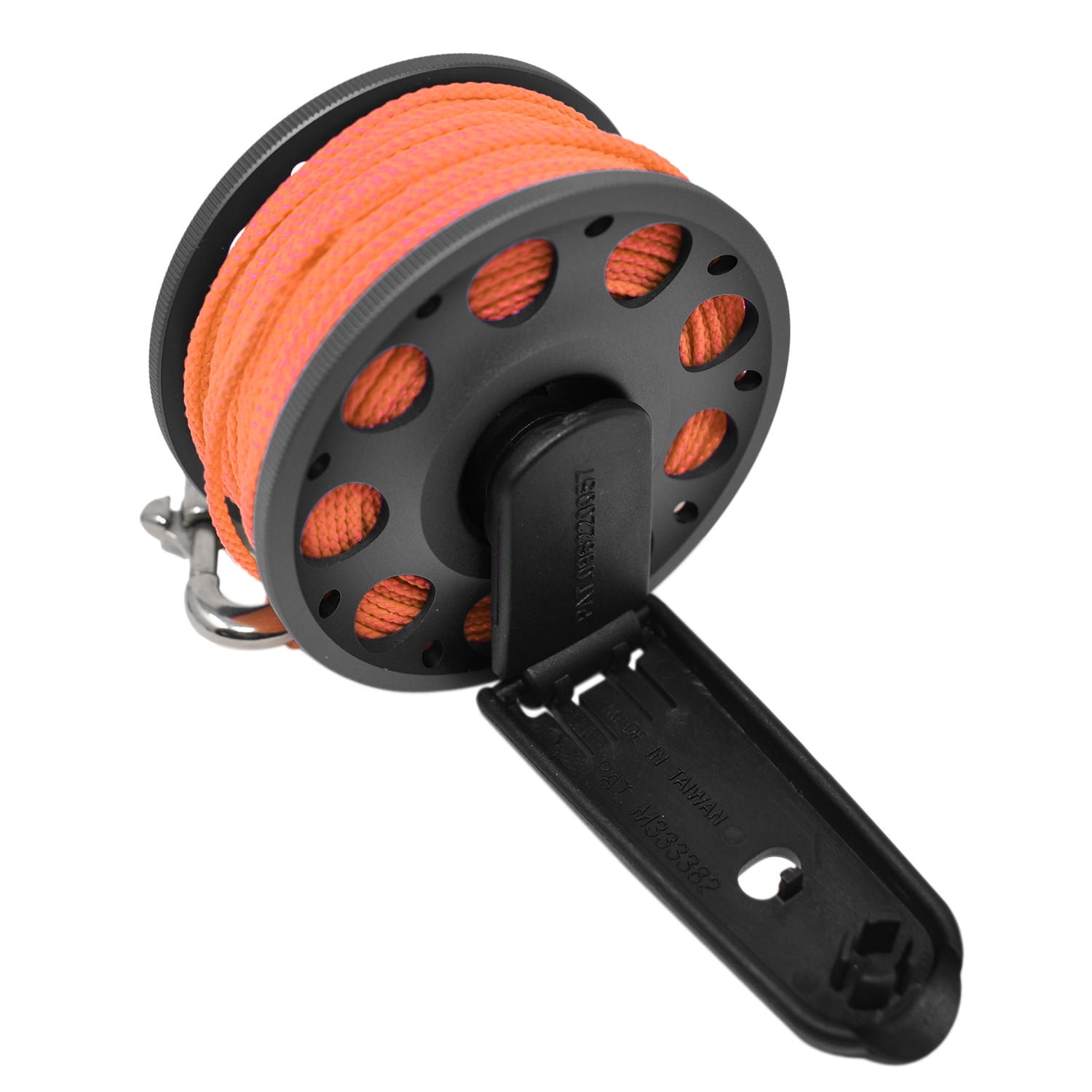 Aluminum Finger Spool 100ft Dive Reel w/ Retractable Holder, Black ...