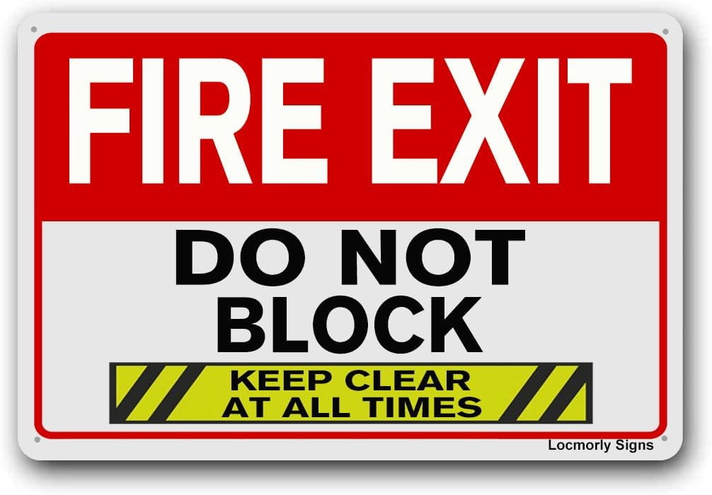 Aluminum Fire Exit Sign, Do Not Block Keep Clear at All Times Safety ...