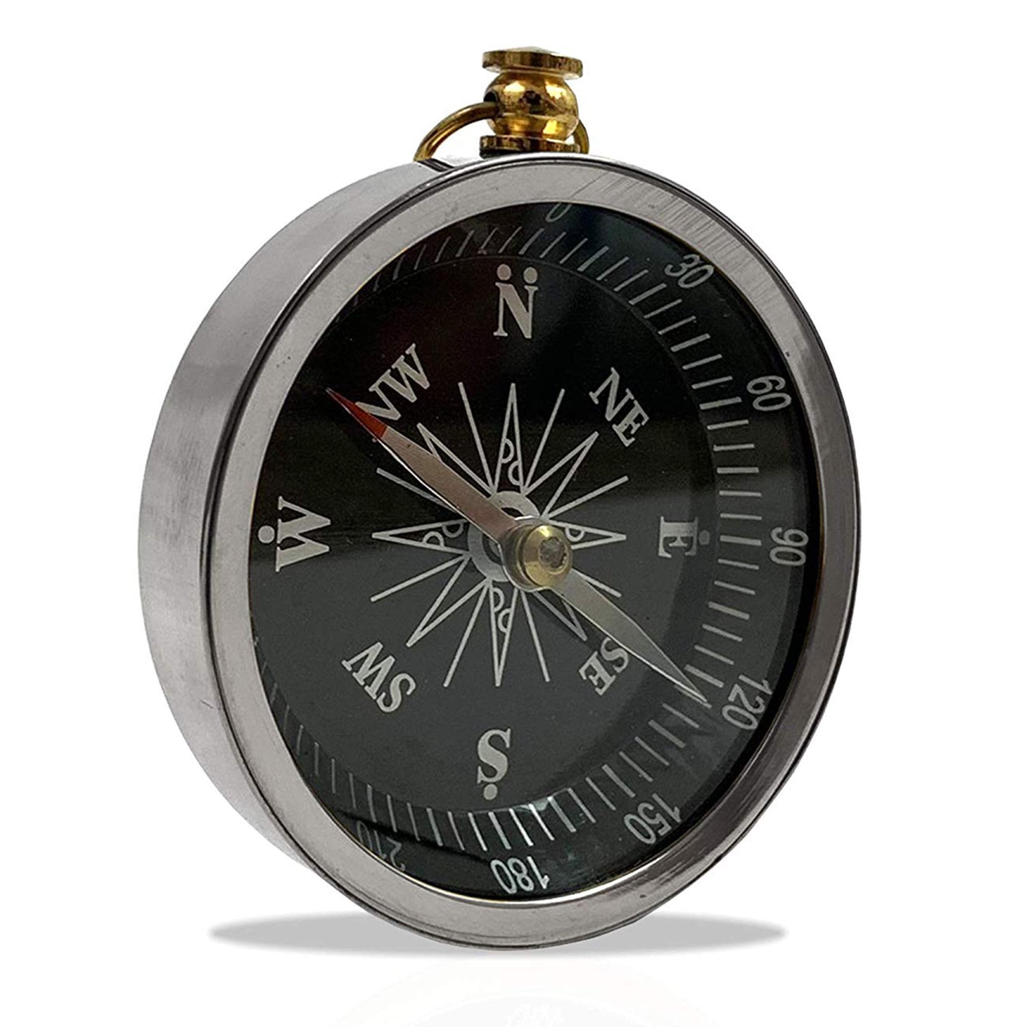 Aluminum Flat Desktop Compass, Black Dial, Silver Finish - Walmart.com