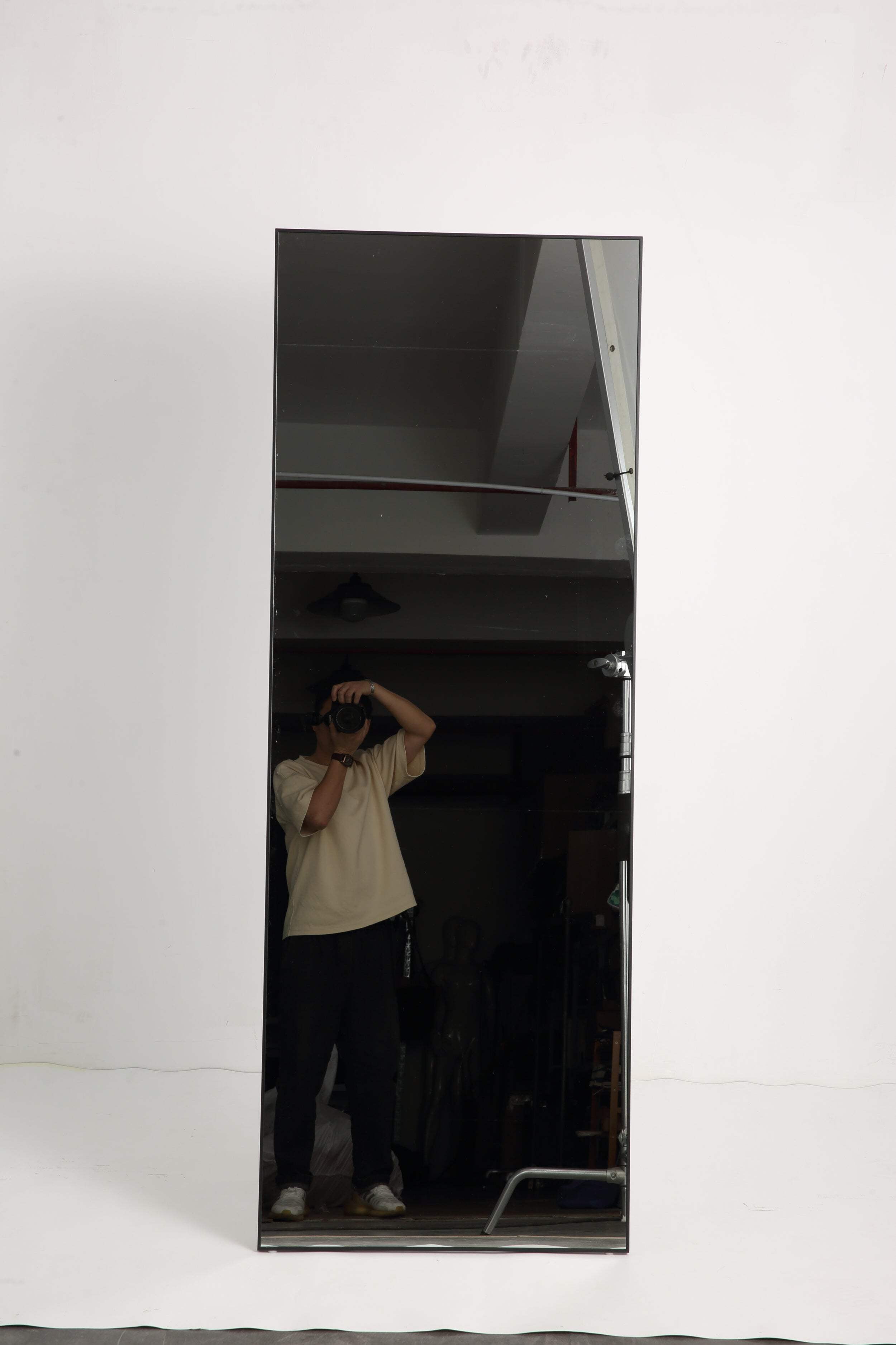 Aluminum Floor Mirror Full Length Mirrors Leaning Rounded Corner Rimless Standing Large Mirror ...