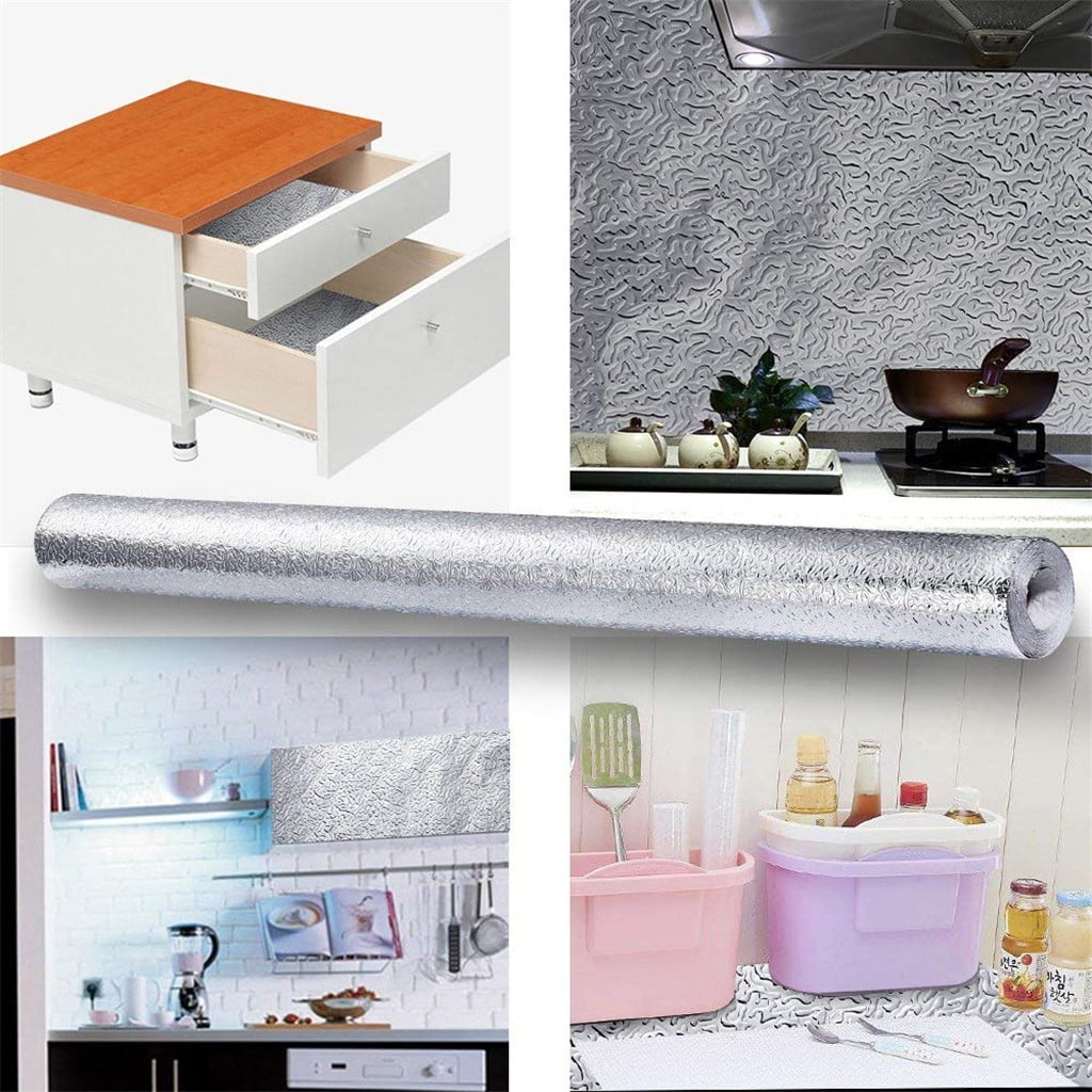 Aluminum Foil Backsplash Wallpaper, Self-Adhesive Heat & Oil-Proof ...