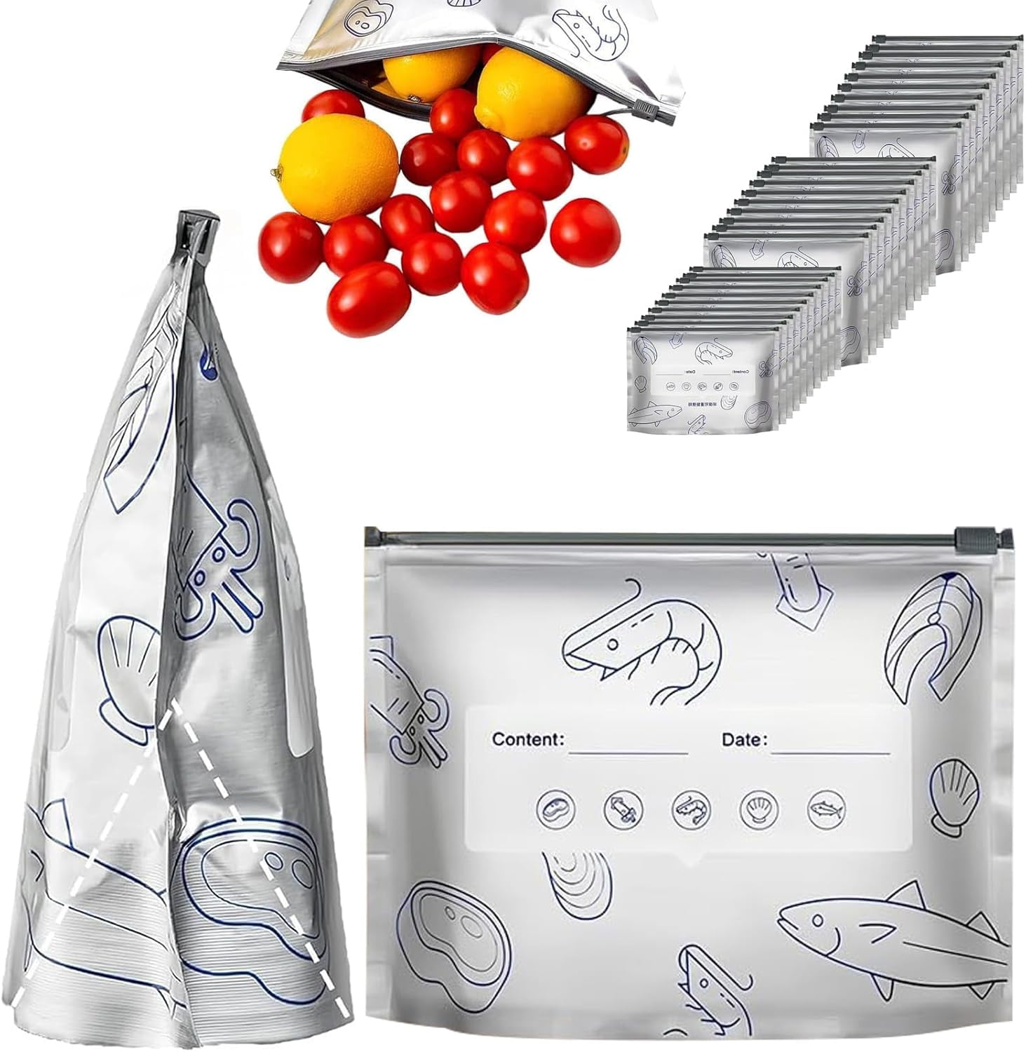 Aluminum Foil Bags, 30-Piece Reusable Aluminum Foil Sealable Storage ...