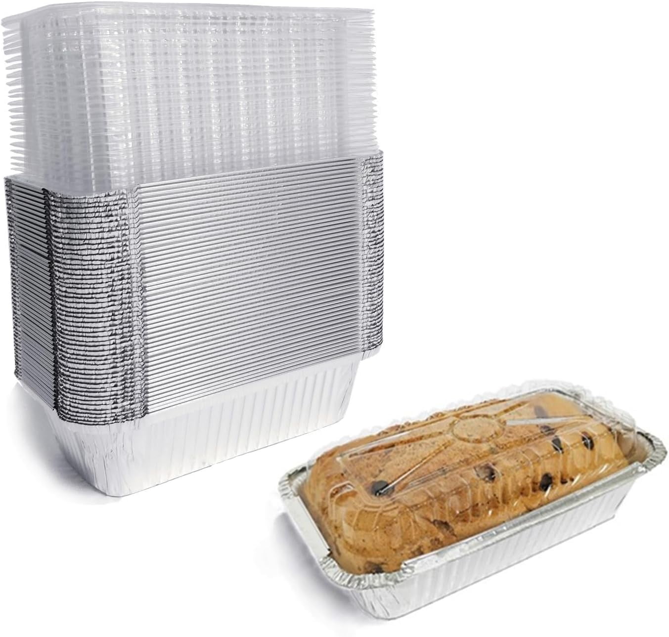 Aluminum Foil Bread Pans Disposable | 1.5lb Loaf Pans with Lids | 50 ...