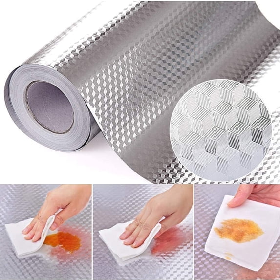 Aluminum Foil Contact Paper 15.7x197 Inch, Waterproof Heat Resistant ...