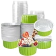 Aluminum Foil Cupcake Liners with Lids Grass Green 5oz Disposable ...