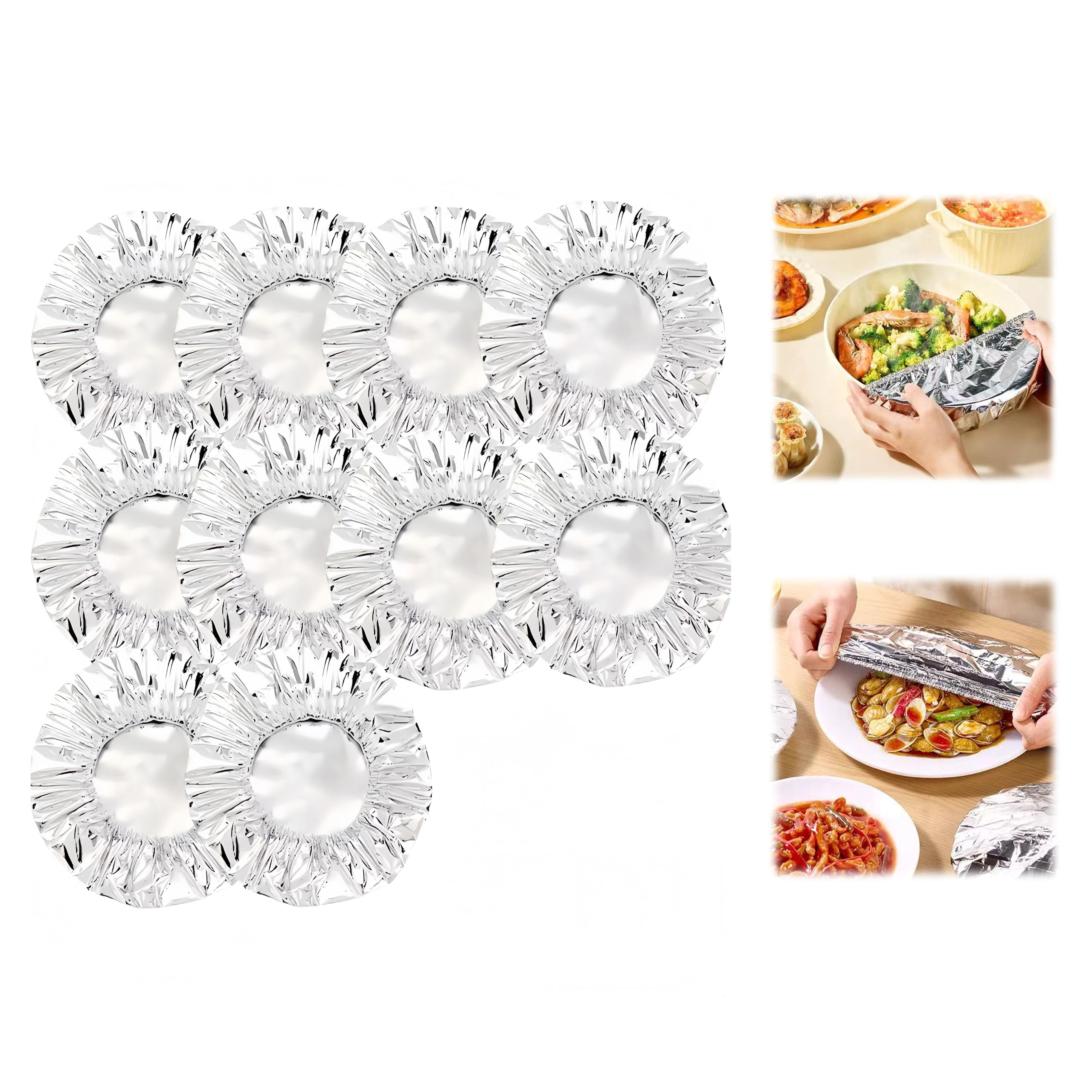 Aluminum Foil Elastic Food Cover, Reusable Heat-Retaining Fresh Keeping ...