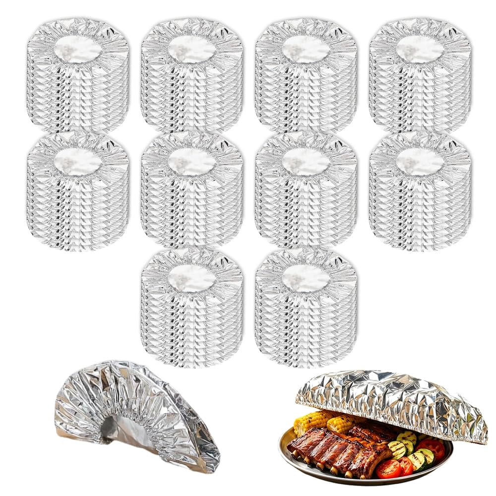 Aluminum Foil Food Covers,10/50/100 PCS Stretchy Portable Elastic ...