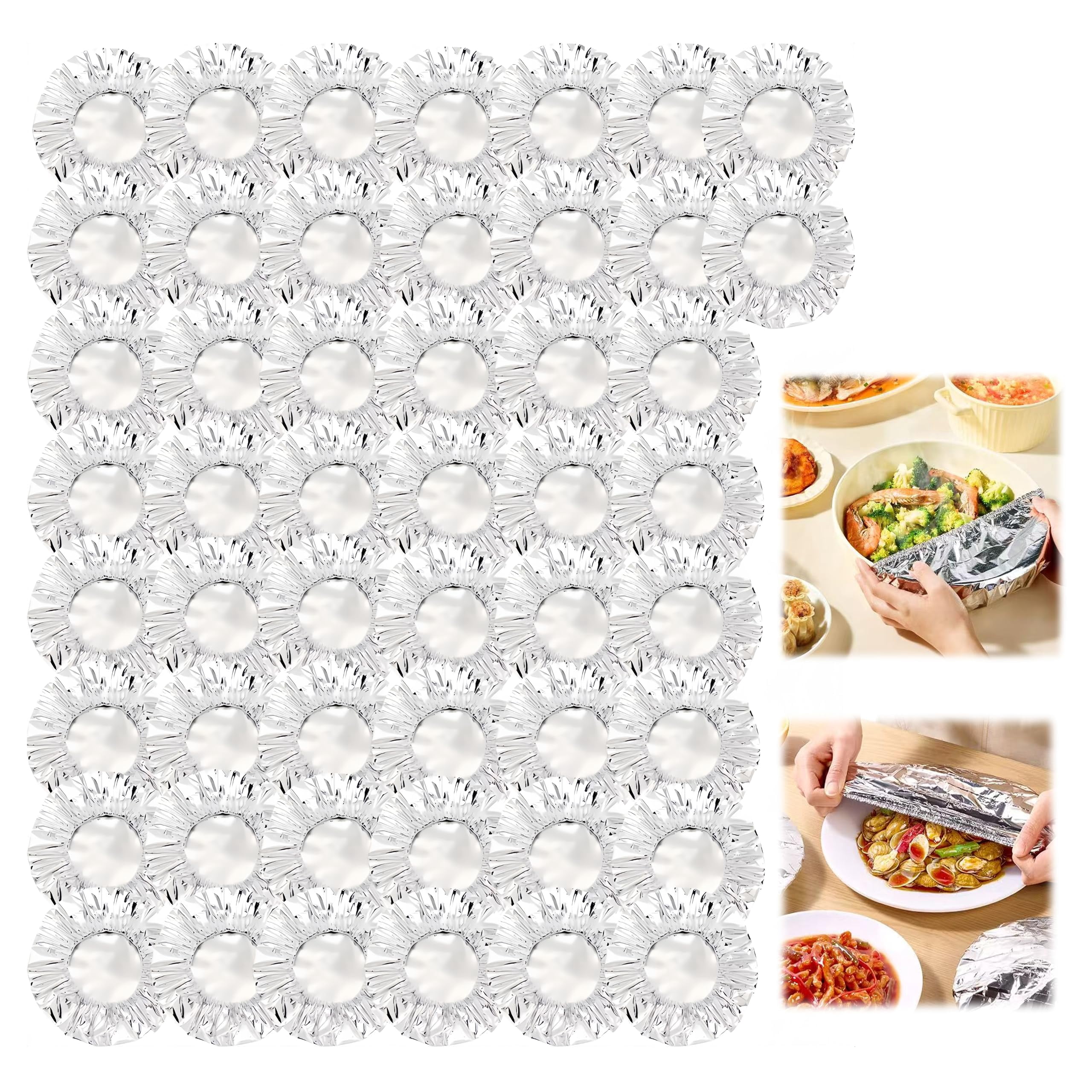 Aluminum Foil Food Covers, Reusable Elastic Stretch Bowl Covers, Heat ...