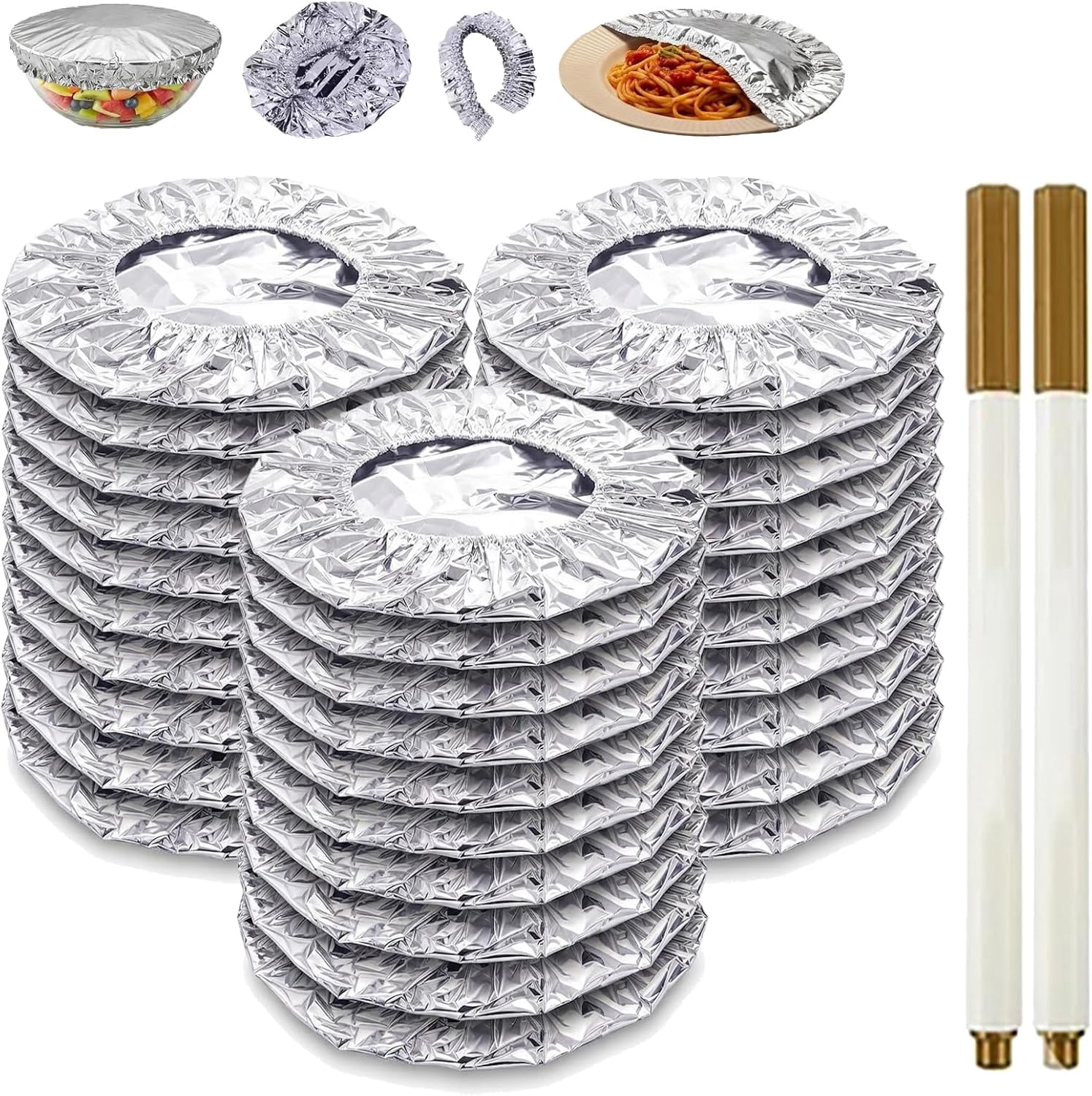 Aluminum Foil Heat Shield Covers – No Plastic, Stretchy Foil Food ...
