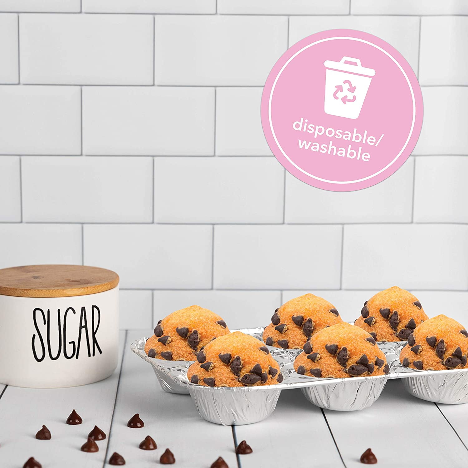 Aluminum Foil Muffin Pans Reusable and Disposable, Holds 6 Cupcakes ...