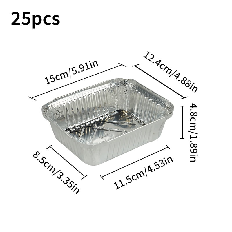 Aluminum Foil Pans 25 Count 6x4.8x1.9 inch, Disposable Foil Food ...