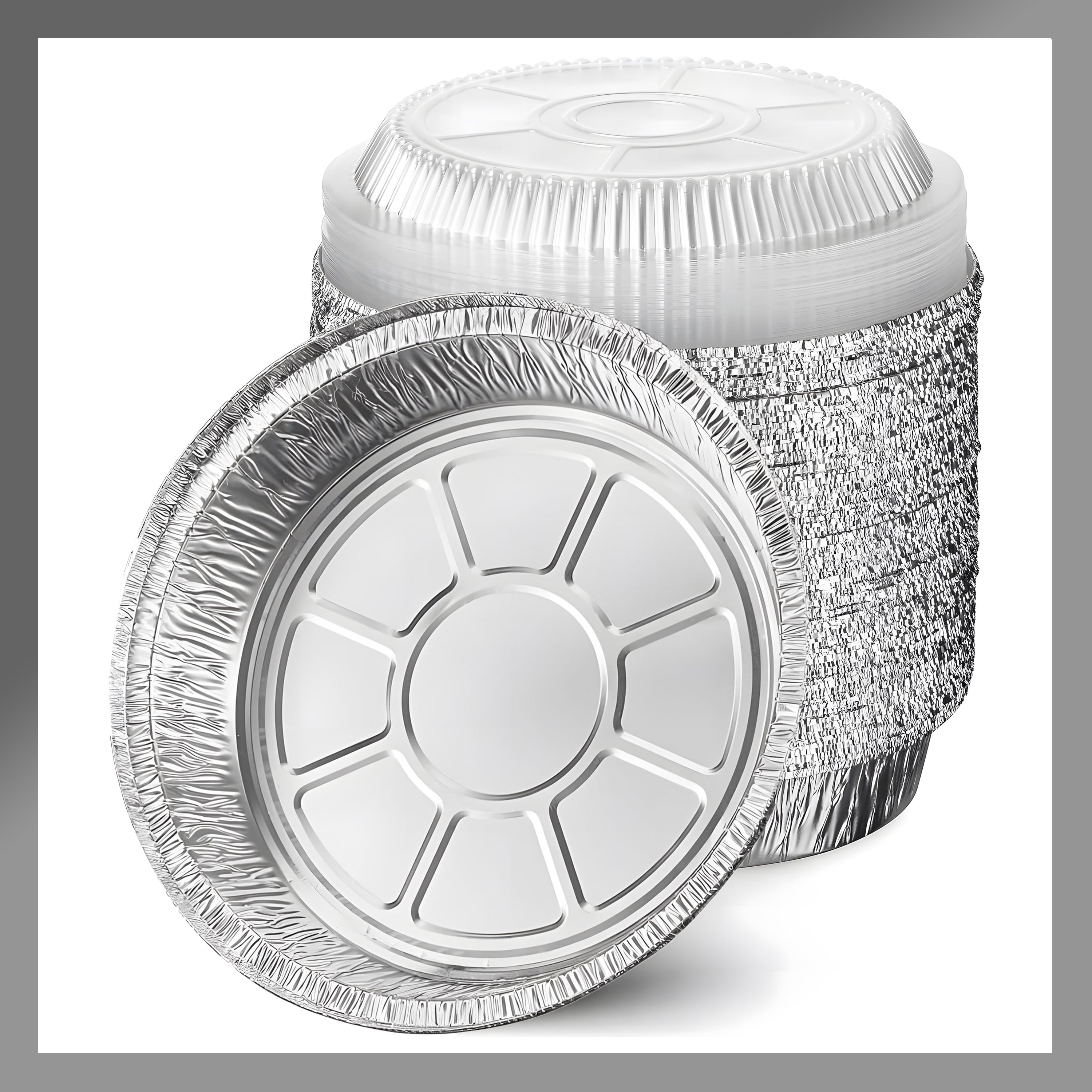 Aluminum Foil Pans [8" Round] x [25 Pack] with Clear Dome Lids ...