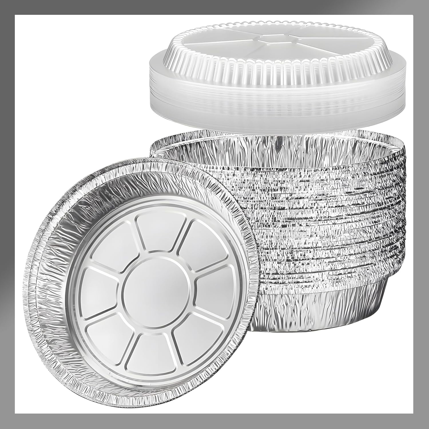 Aluminum Foil Pans [8" Round] x [25 Pack] with Clear Dome Lids ...