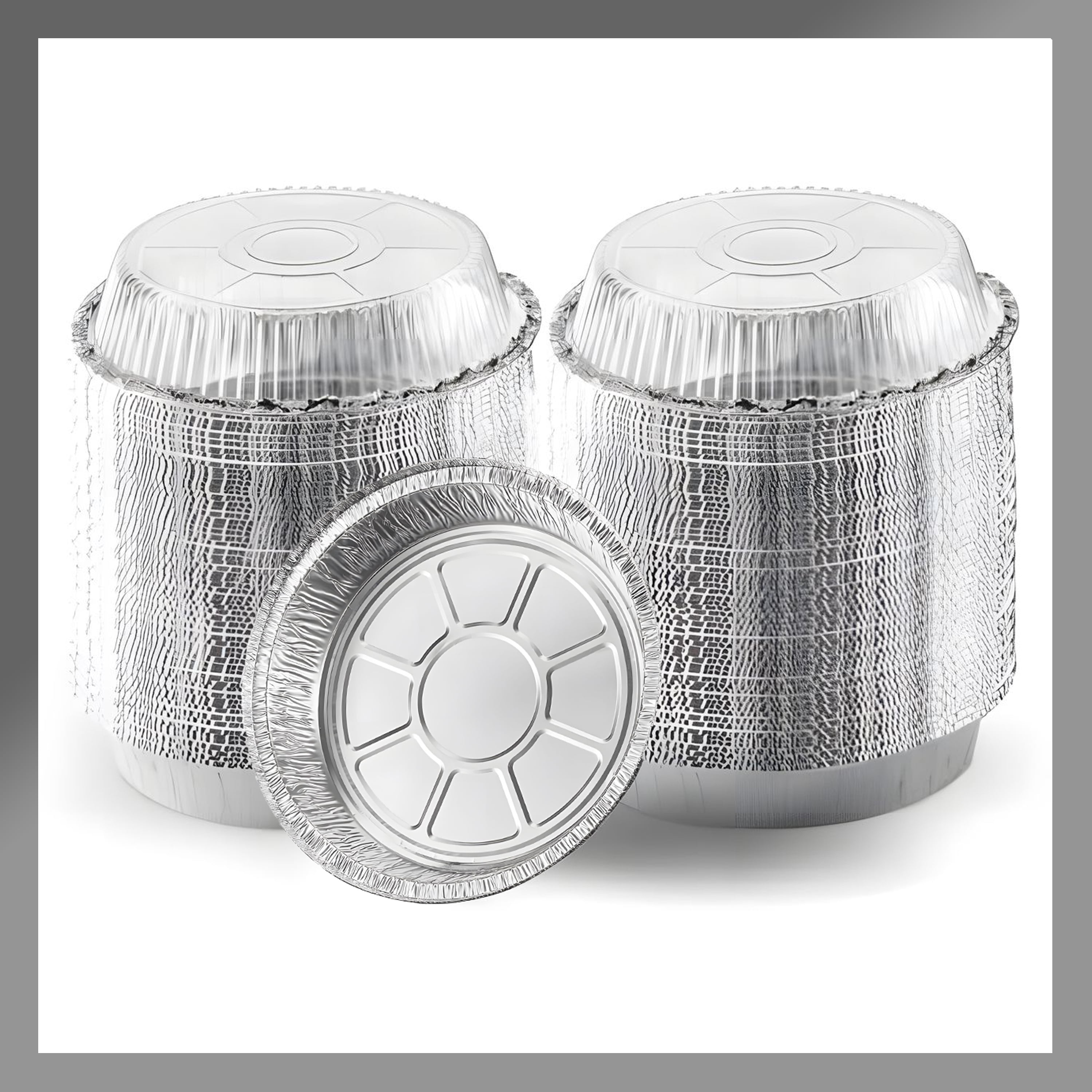 Aluminum Foil Pans [9" Round] x [25 Pack] with Clear Dome Lids ...
