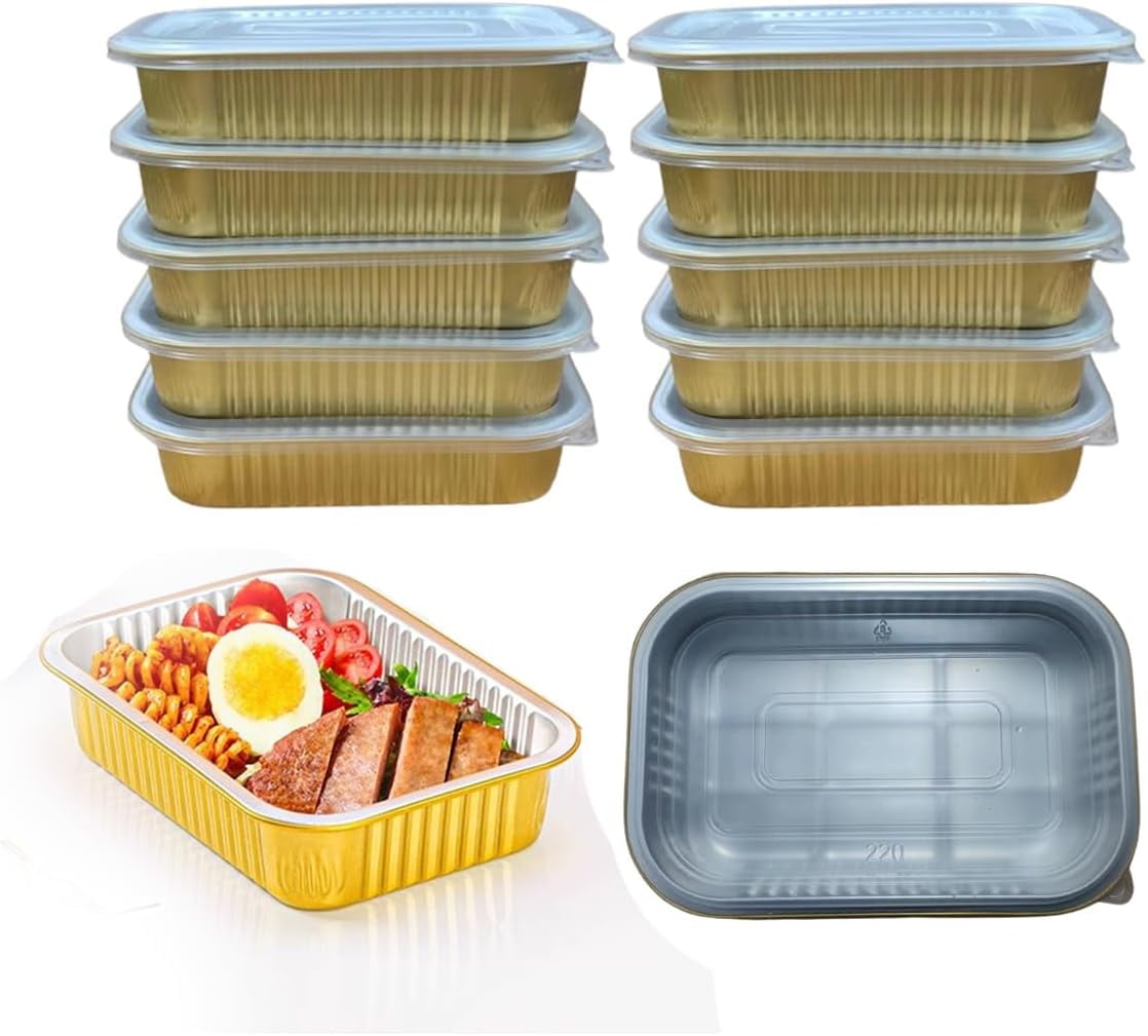 Aluminum Foil Pans with lids 10pack Heavy Duty 2LB Small foil pan 8.5"× ...