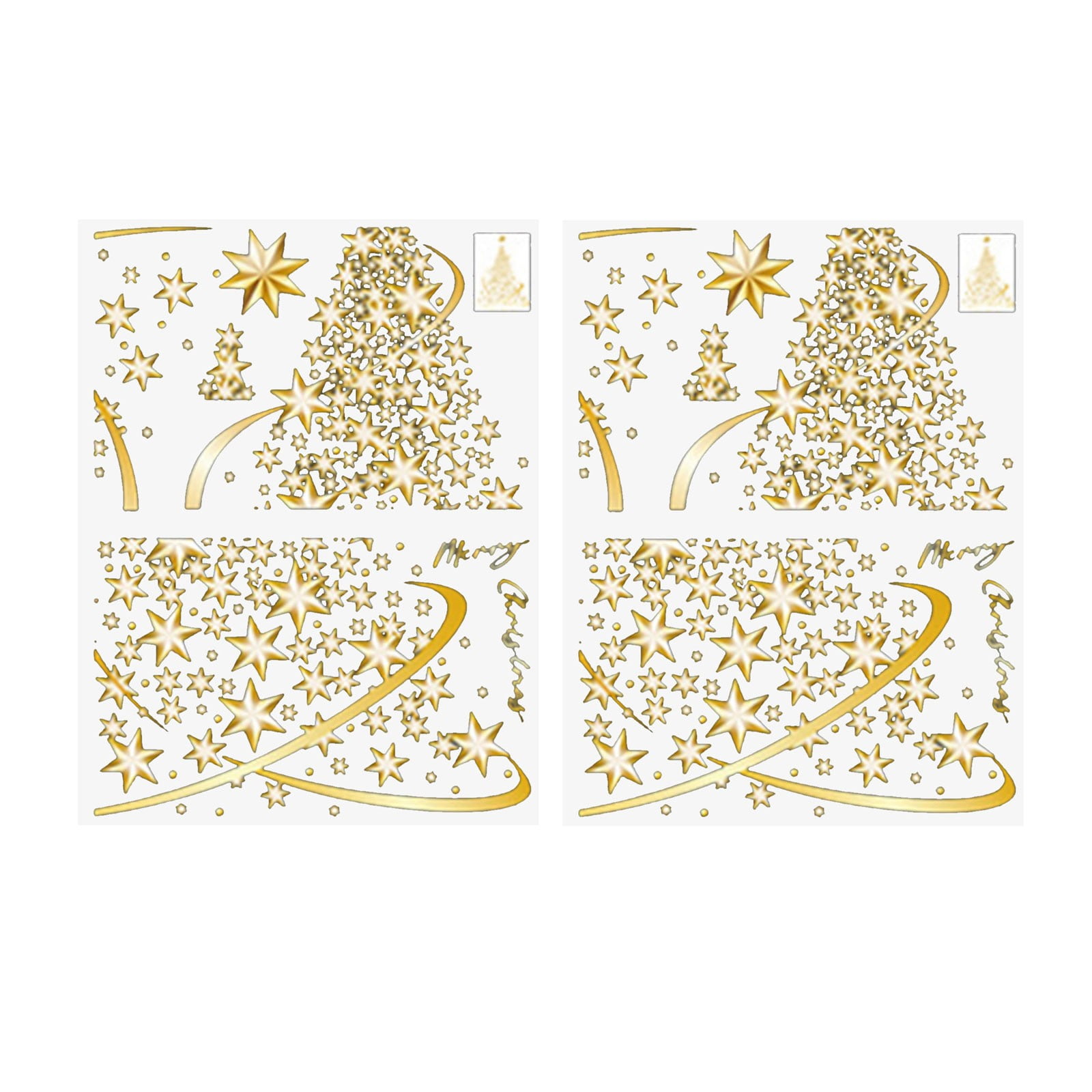 Aluminum Foil Self Wall Sticker Golden Christmas Tree Window Clings ...