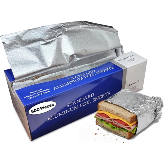 Aluminum Foil Sheets, 500 Count – 9" x 10.75" Pre-Cut Pop-Up spenser ...