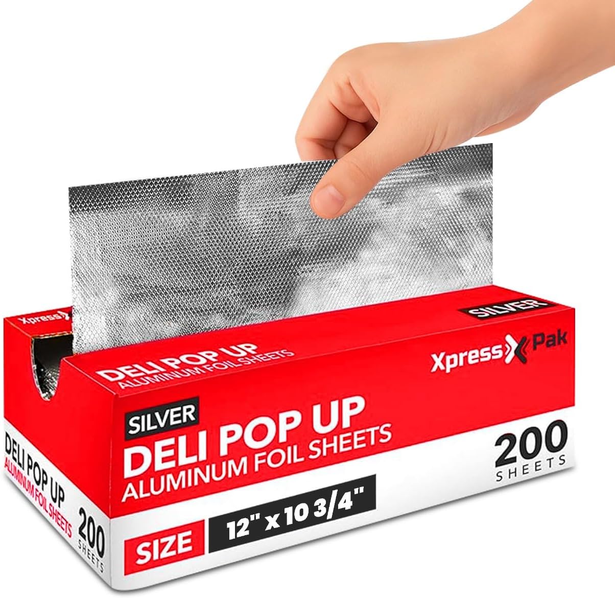 Aluminum Foil Sheets for Food - 200 Count Pre-Cut - 12” Pop Up Foil ...