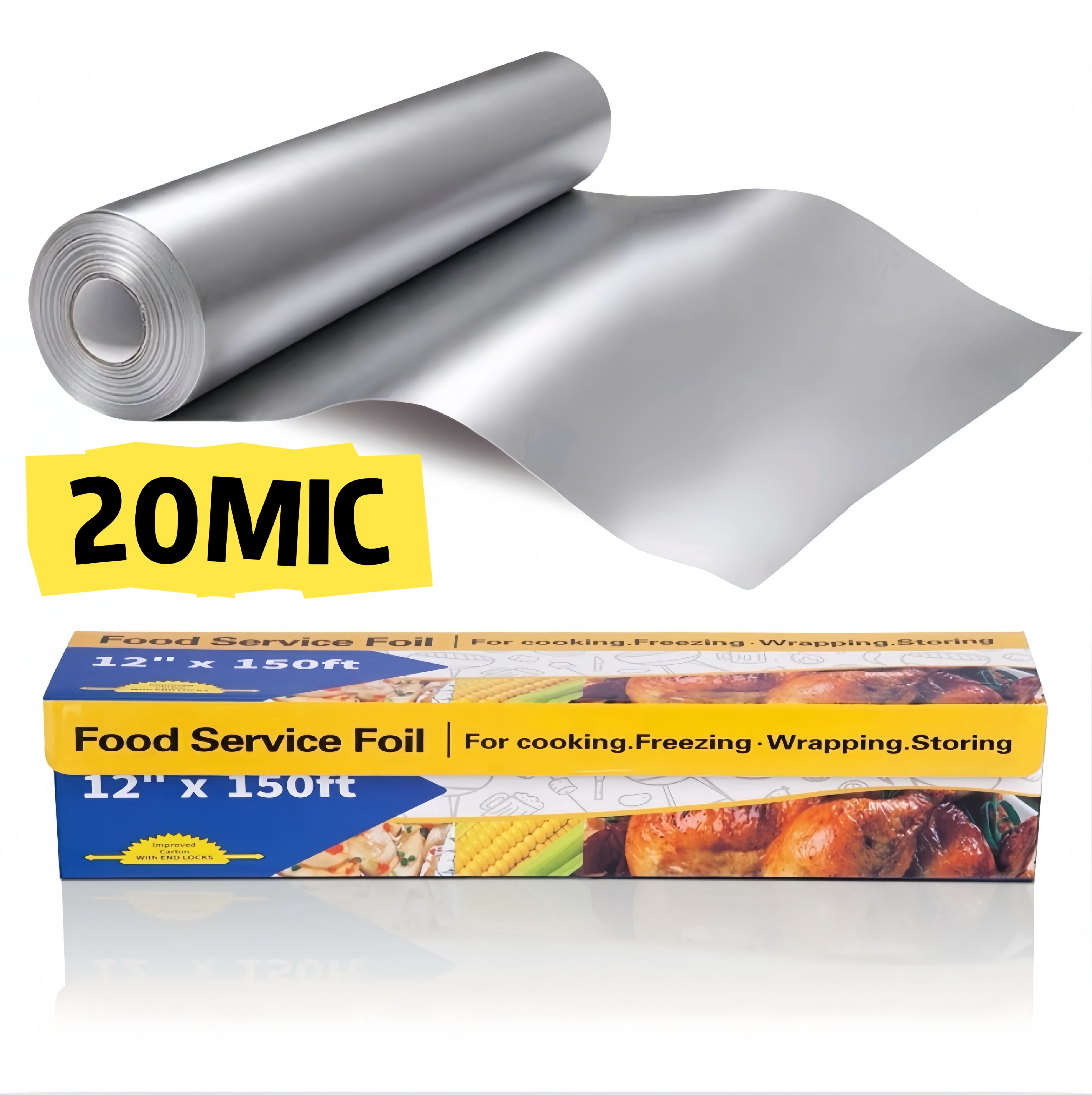 Aluminum Foil ,Tin Foils Roll with Serrated Cutter,12inx150SQ.FT ...