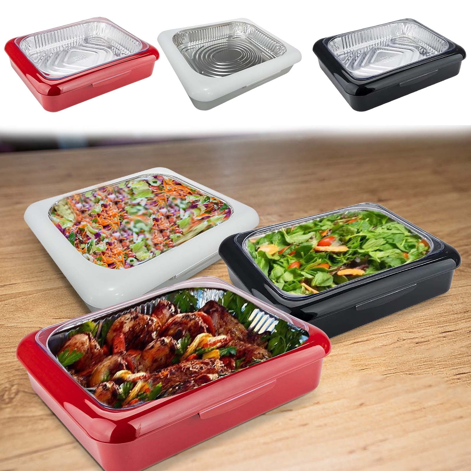 Aluminum Foil Tray Carrier with Removable Riser, Insulated Plastic ...