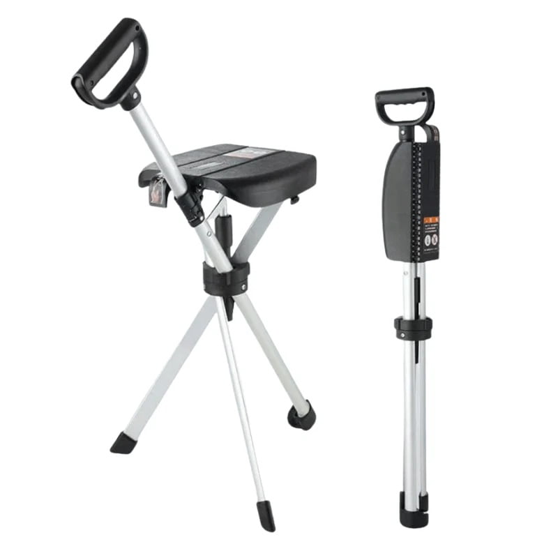 Aluminum Foldable Cane Chair Walking Stick with Seat, supports up to ...