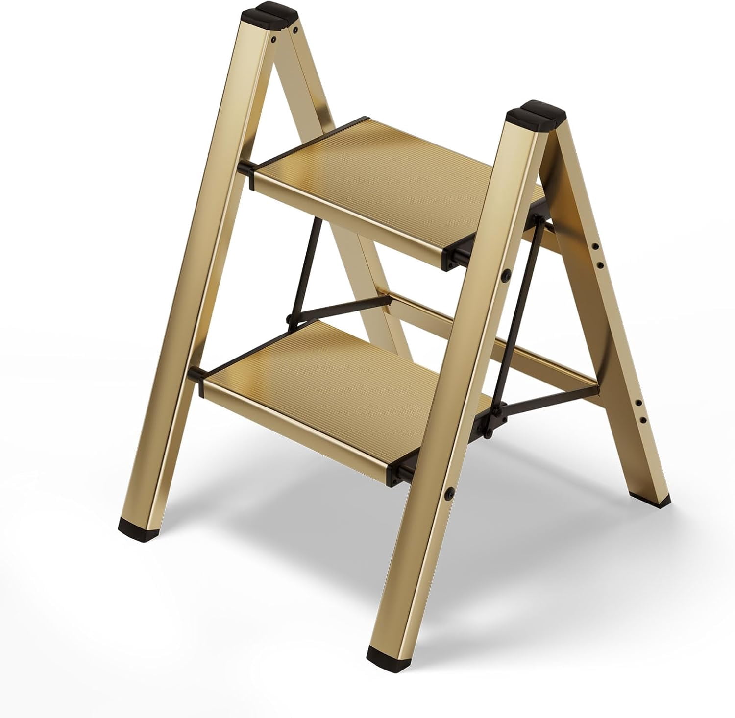Aluminum Foldable Step Ladder, Lightweight Stable Stool with Wide Non ...