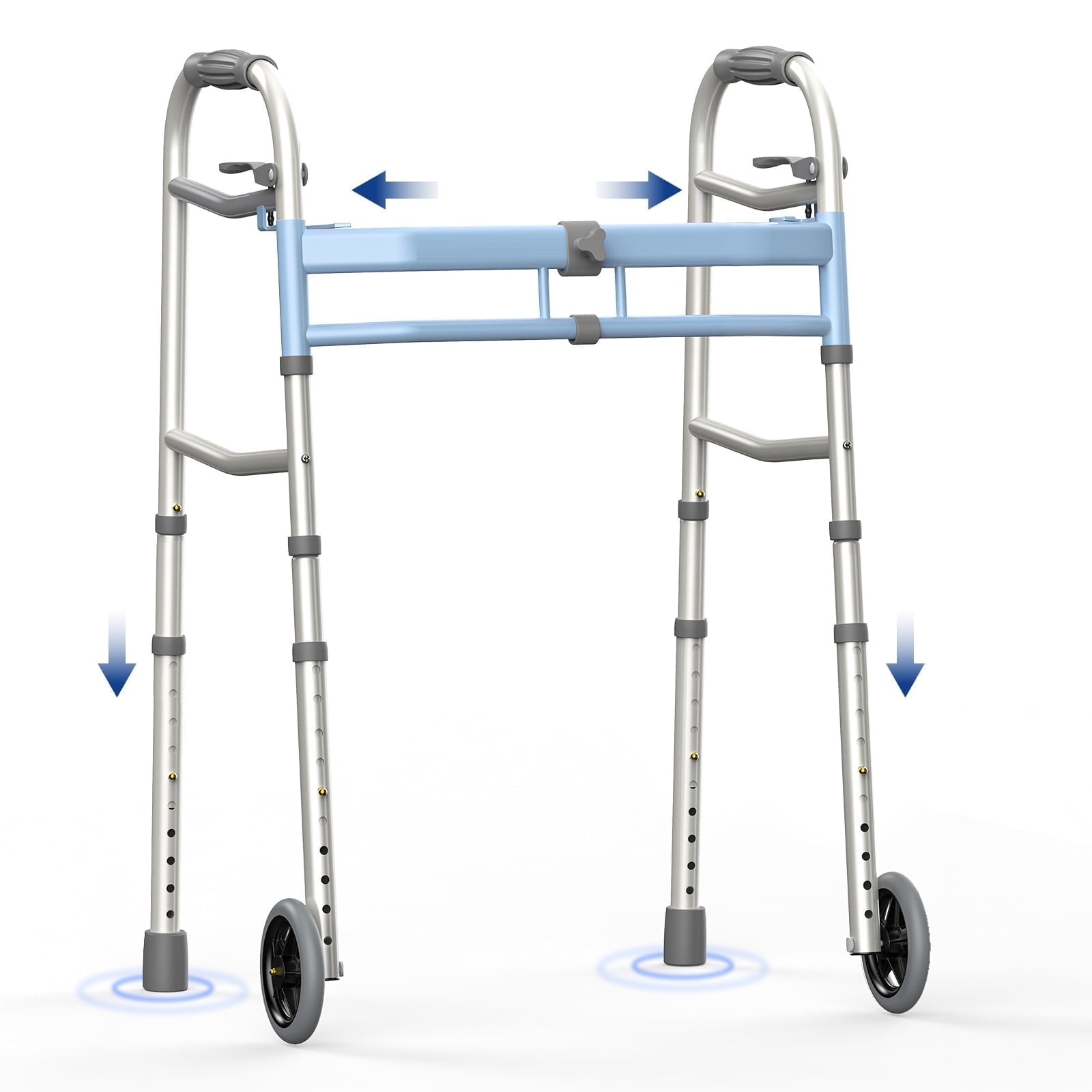 Aluminum Foldable Walker, Adjustable Width/Height, Lightweight Compact ...