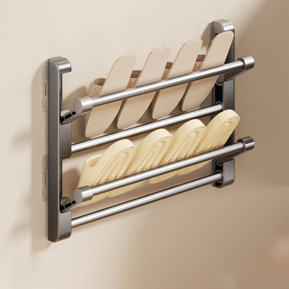 Aluminum Foldable Wall Mounted Slipper Storage Rack, Space Saving Shoe ...