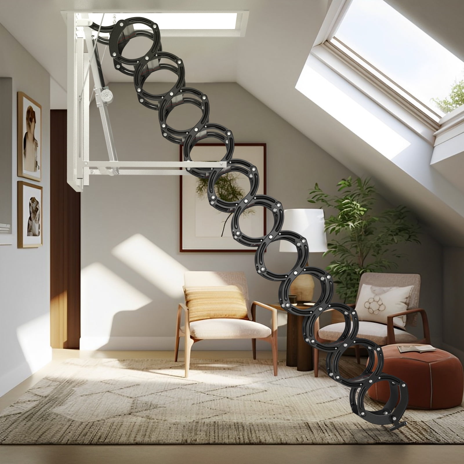 Aluminum Folding Attic Ladder with Remote for Adults - 11 Steps, 3m ...