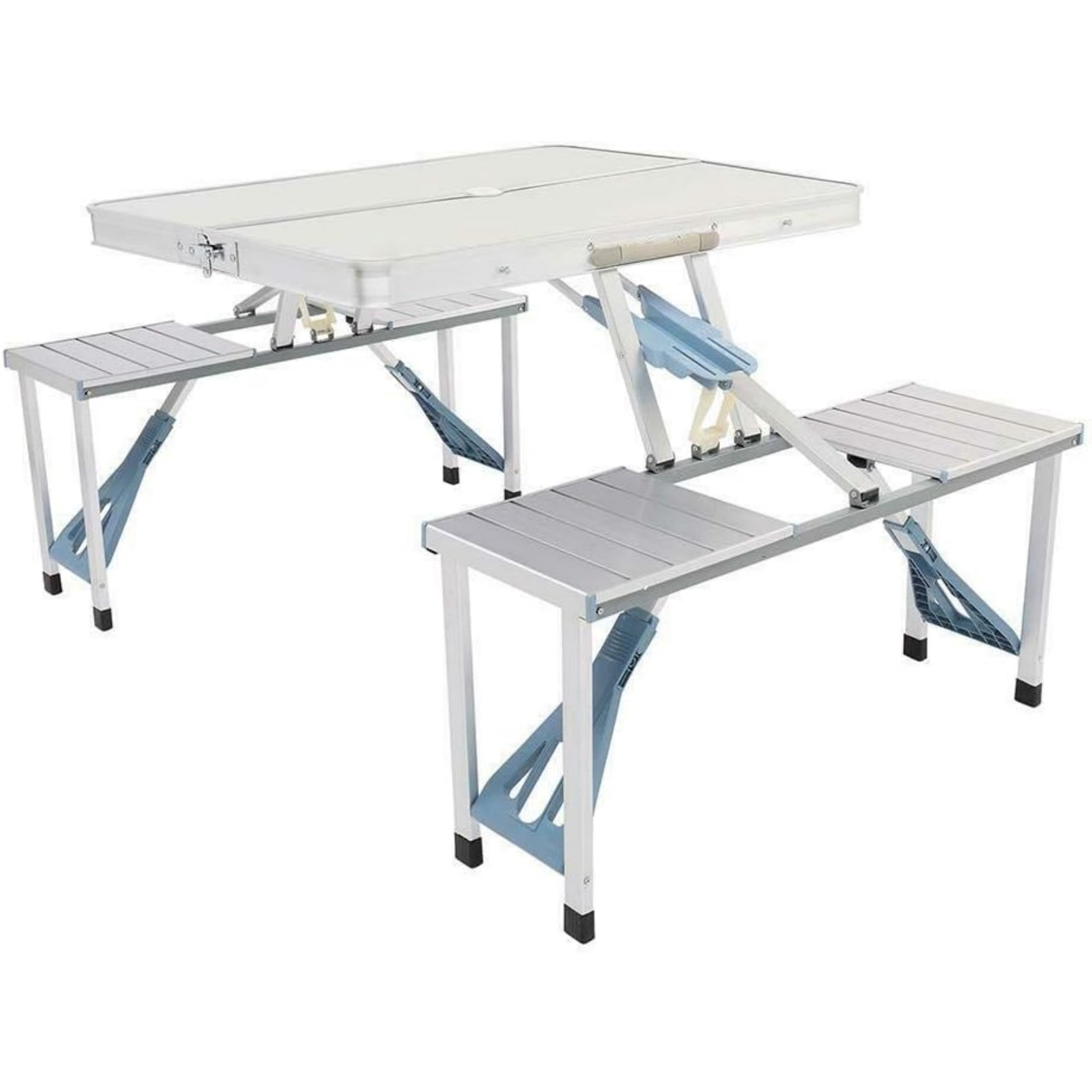 Aluminum Folding Camping Picnic Table with 4 Bench Chair Stool Seat ...