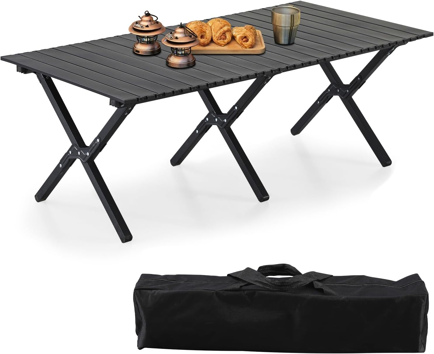 Aluminum Folding Camping Table, Portable Foldable Picnic Table, Outdoor ...