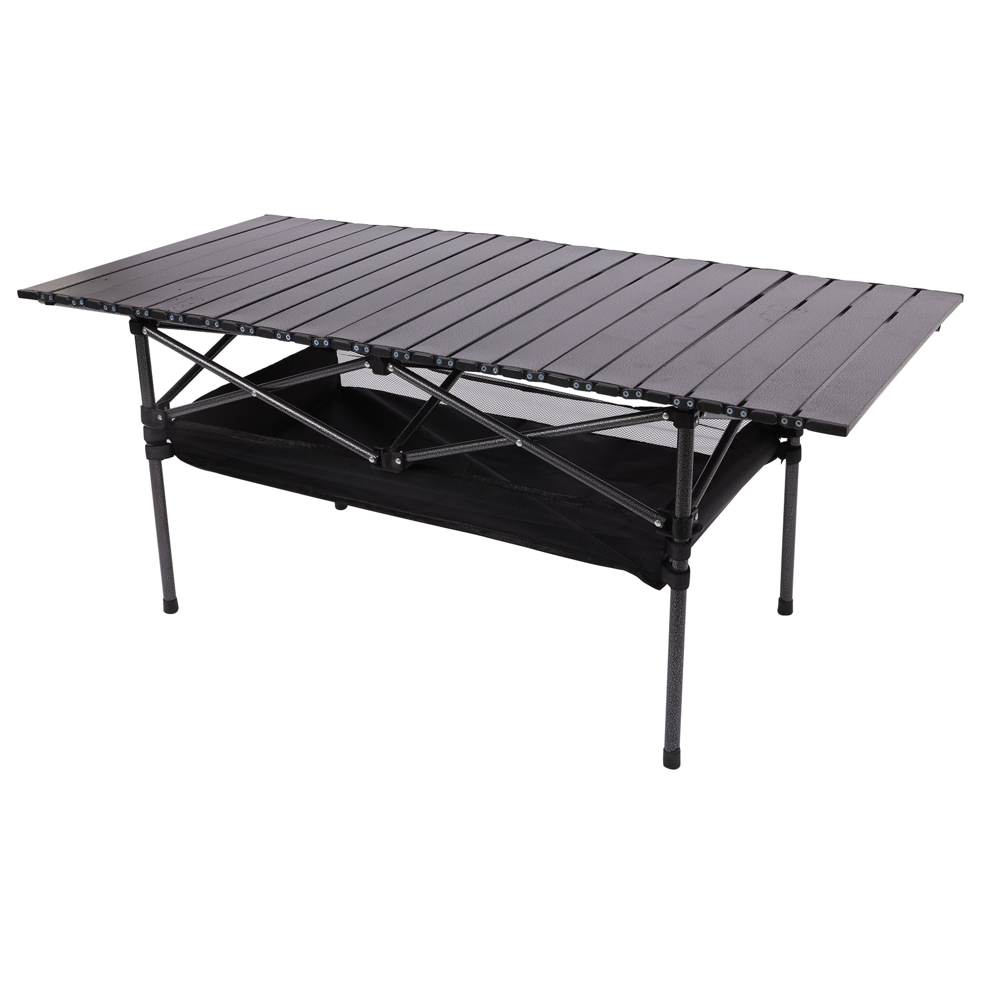Aluminum Folding Camping Table with Large Storage, Roll Up Portable ...