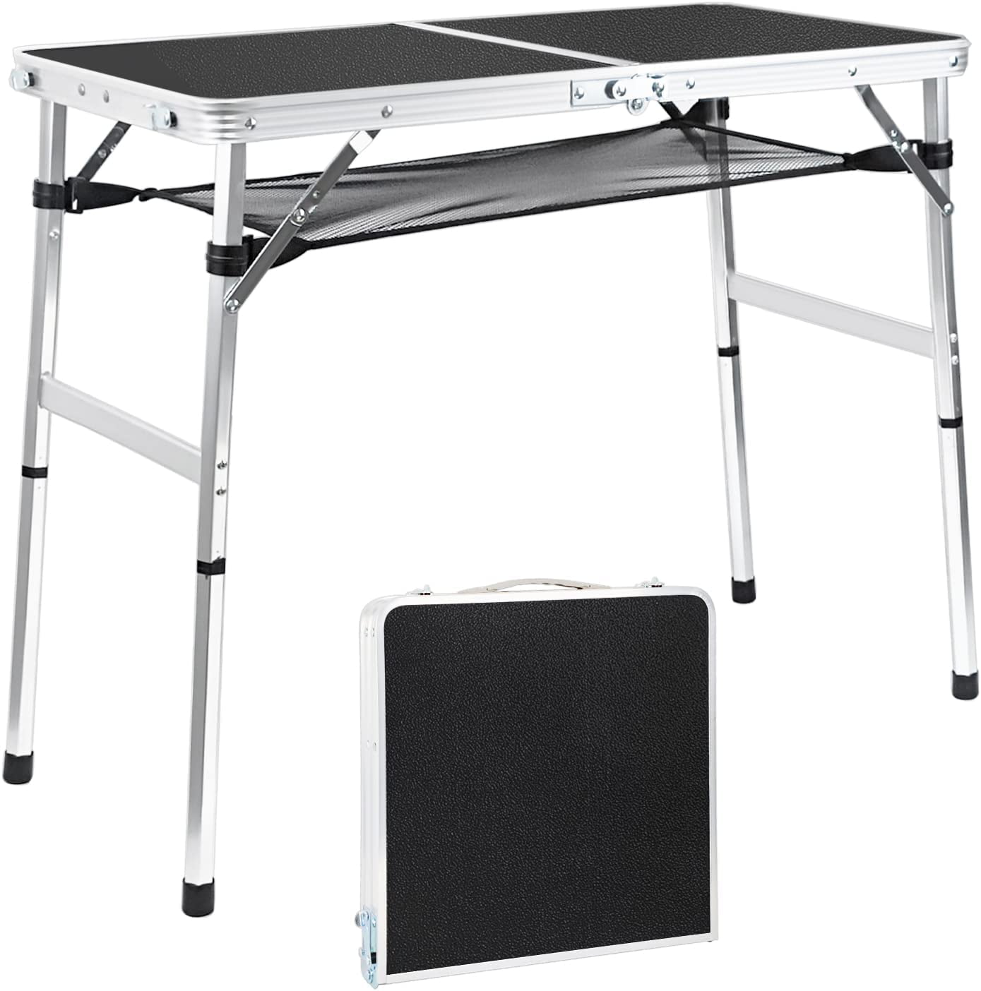 Aluminum Folding Small Table, Adjustable Height Lightweight Portable ...