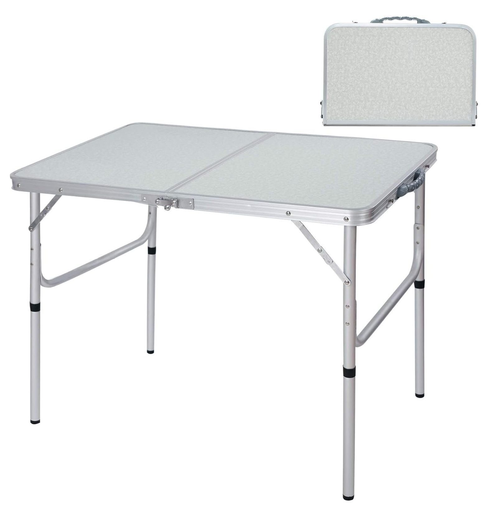 Aluminum Folding Table 3 Feet, Adjustable Height Lightweight Portable ...