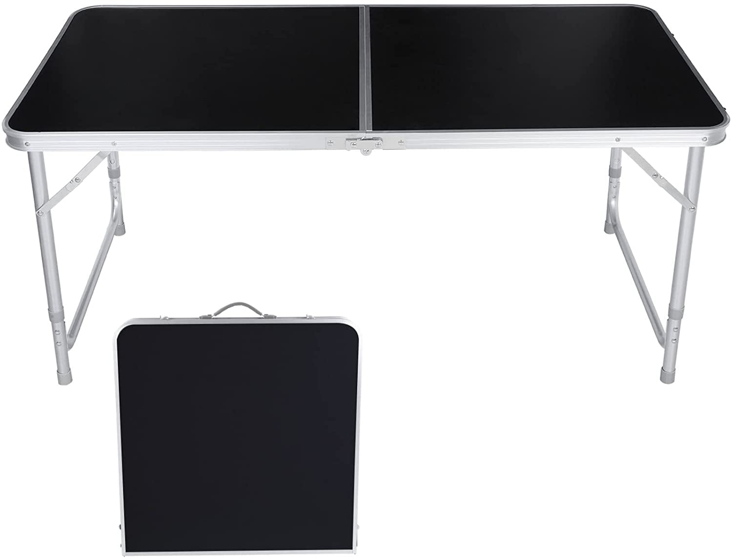 Aluminum Folding Table 4 FT, Adjustable Height Picnic Table with Carry ...