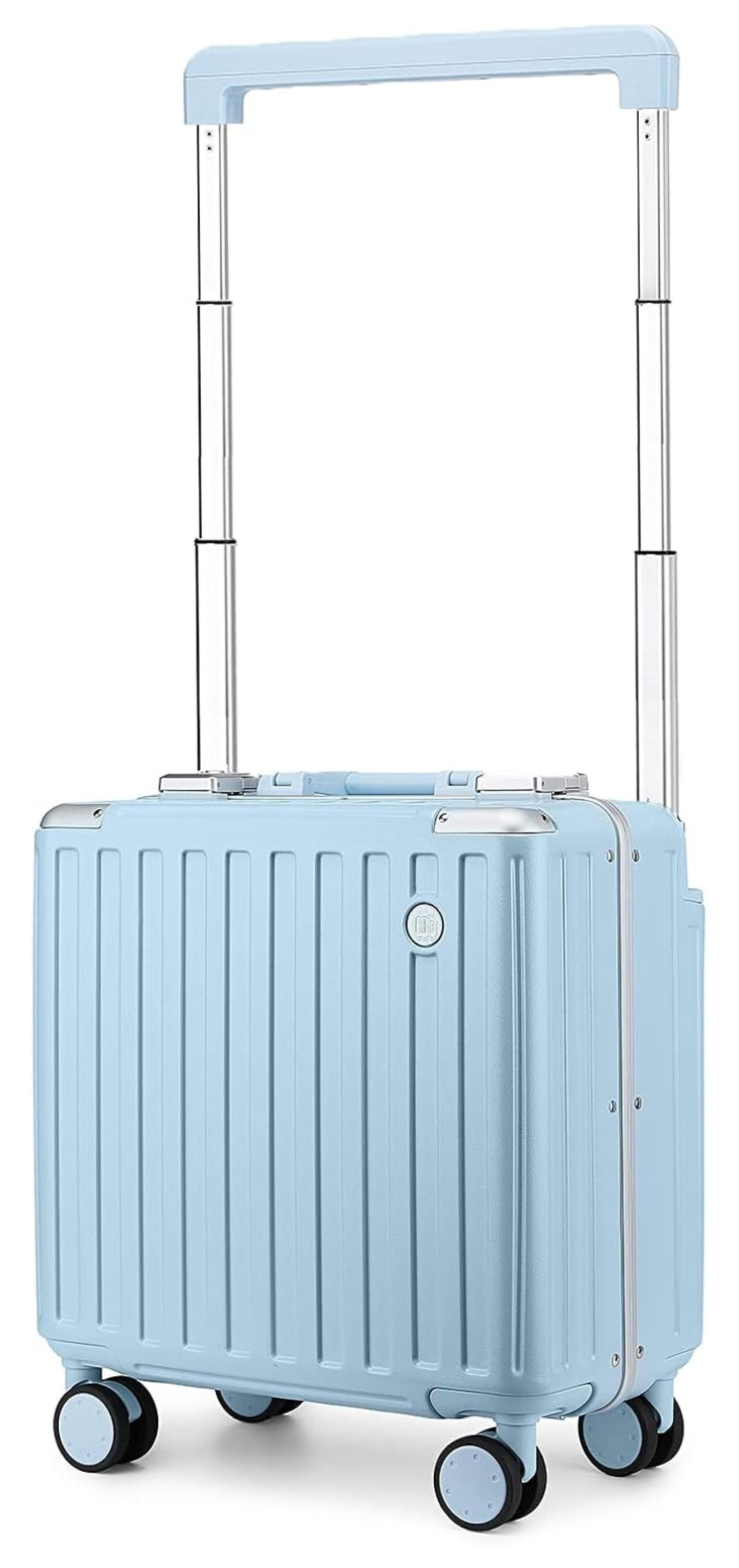 Aluminum Frame 18" Carry On Luggage Wide Handle Suitcase Built-In ...