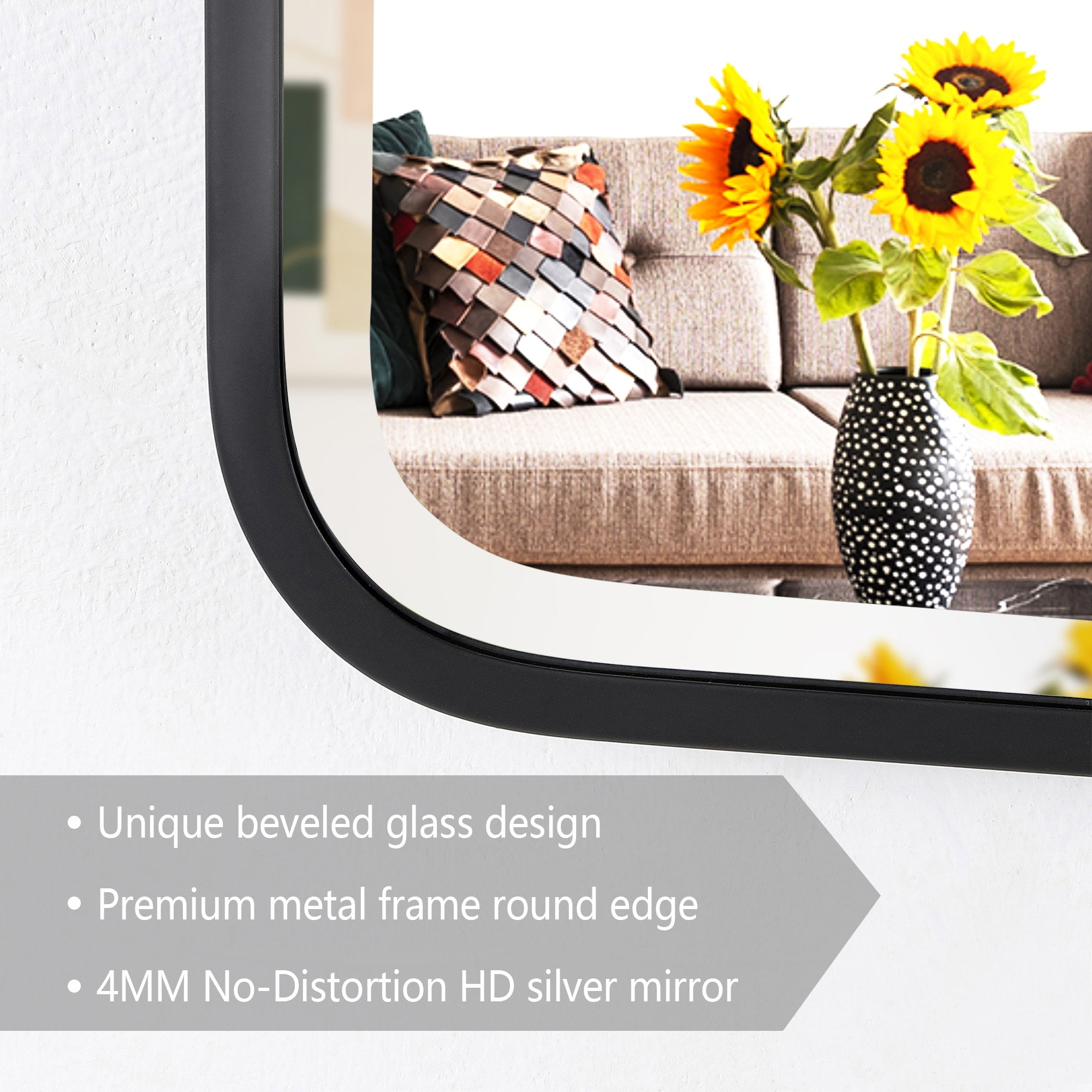 Aluminum Frame Beveled Glass Bathroom Wall Mirror with Round Corner 24 ...
