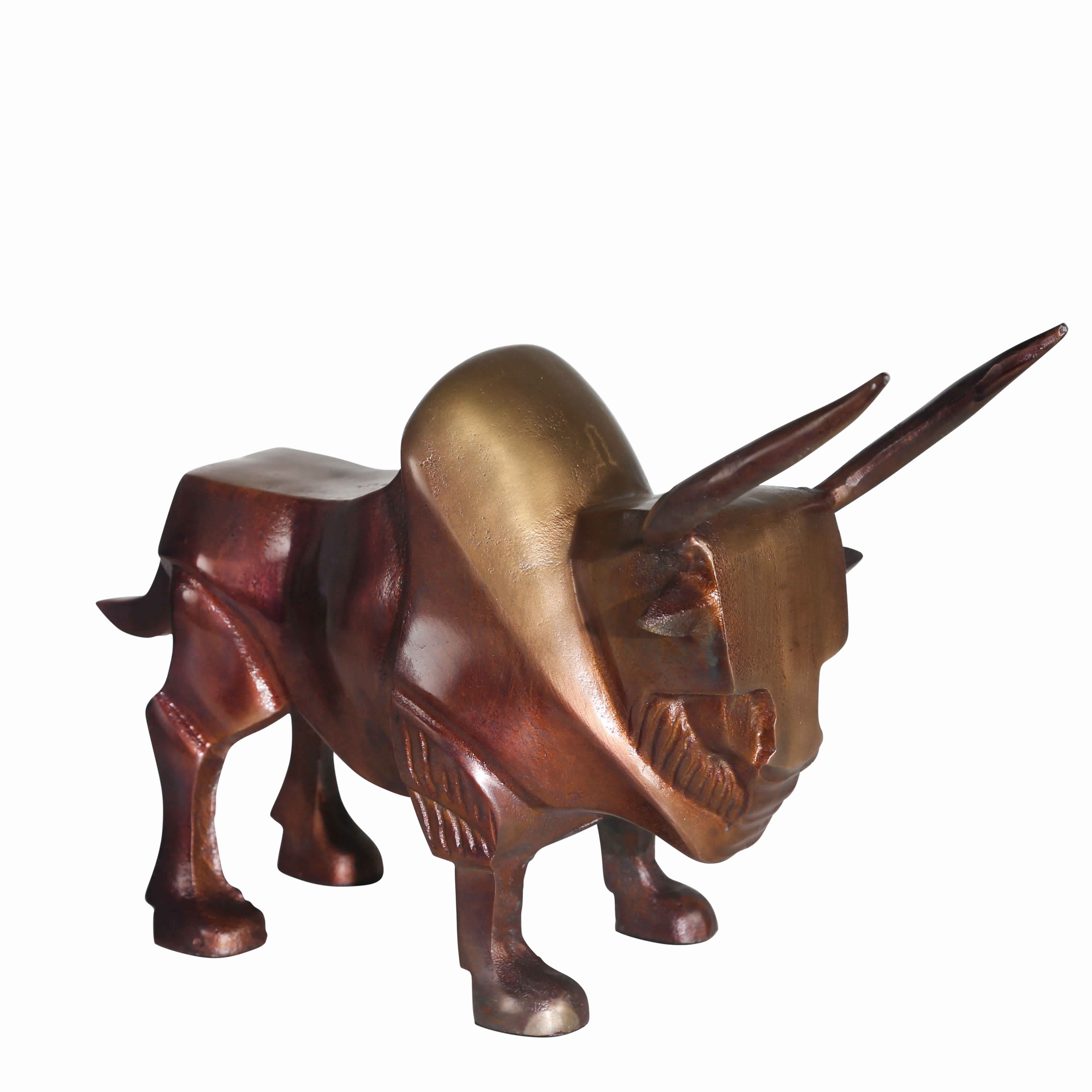 Aluminum Frame Bull Sculpture with Splotched details, Bronze and Brass ...