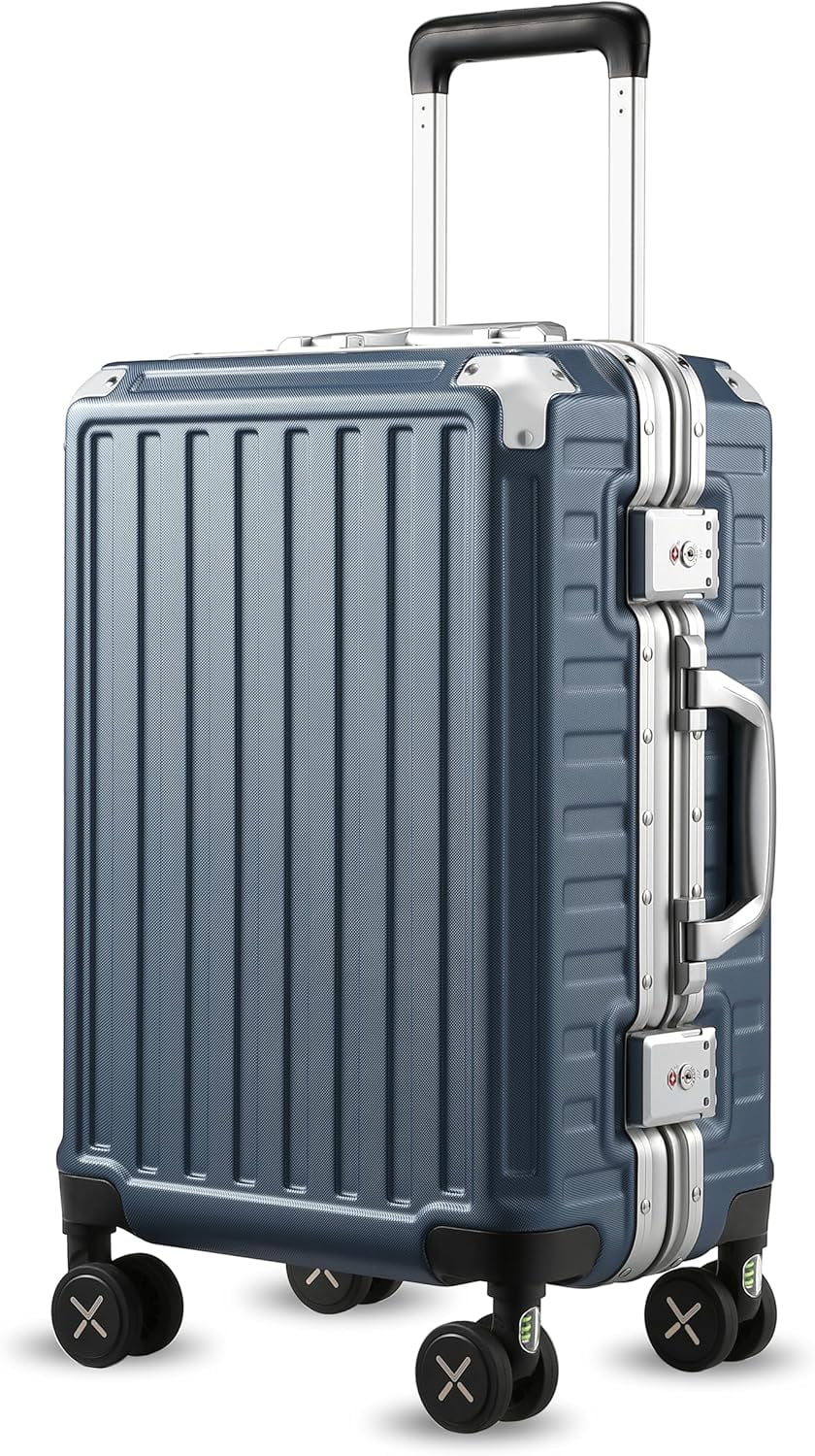 Aluminum Frame Luggage with Spinner Wheels, Zipperless Polycarbonate ...